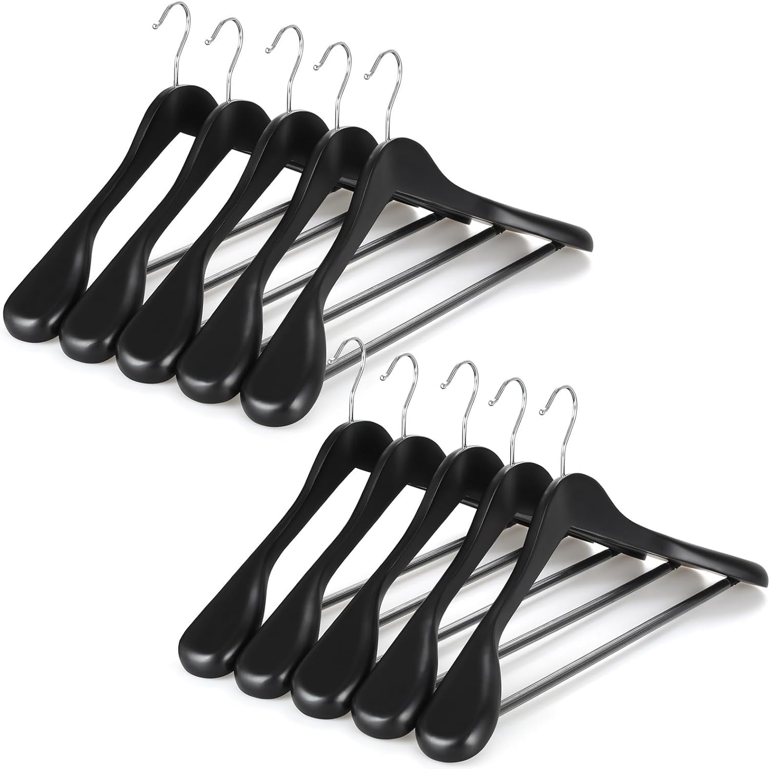HANGER Wide Shoulder Wooden Hangers, Suit Hangers with Non Slip Pants ...