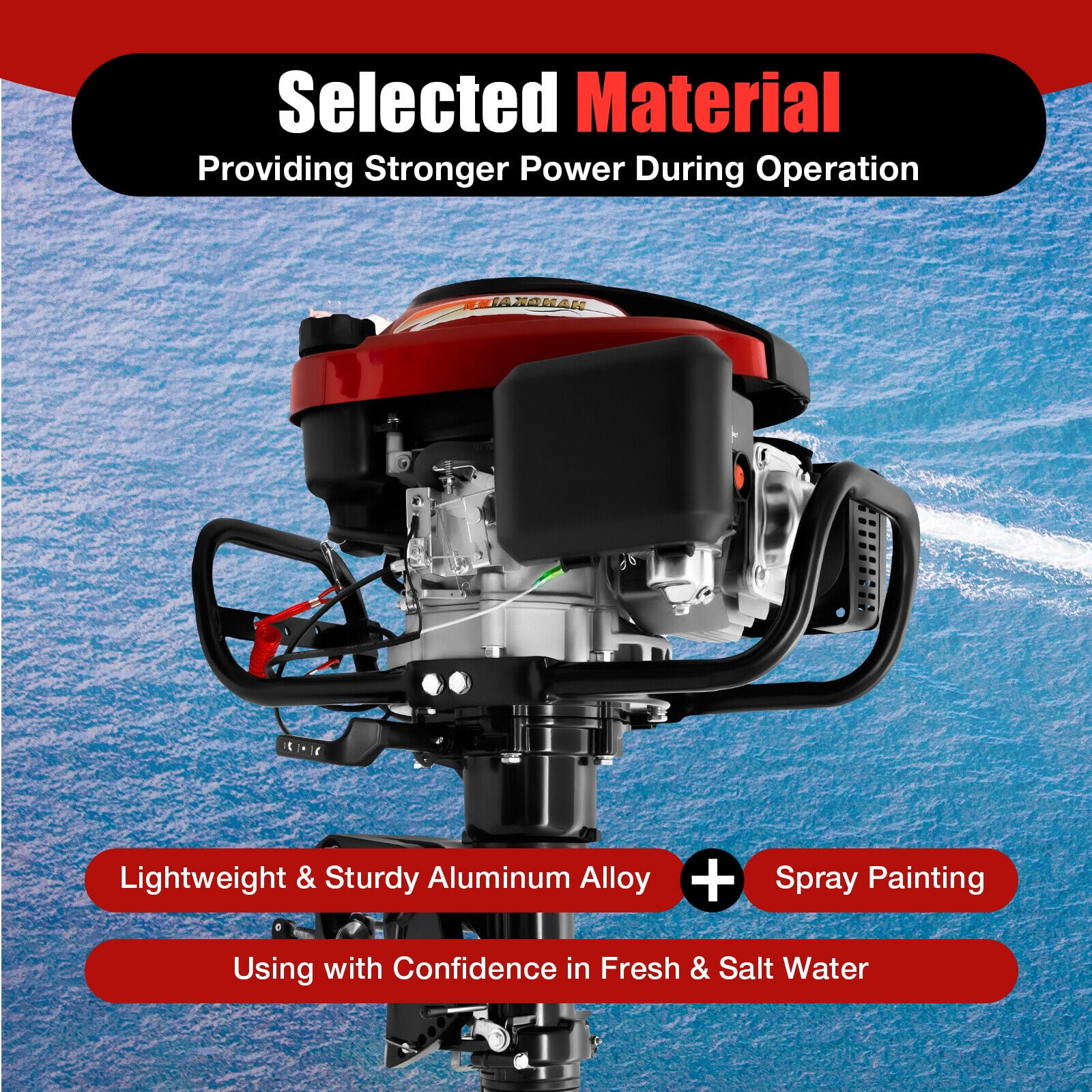 HANGKAI 4-Stroke 7 HP Outboard Motor 196CC Fishing Boat Engine Motor ...
