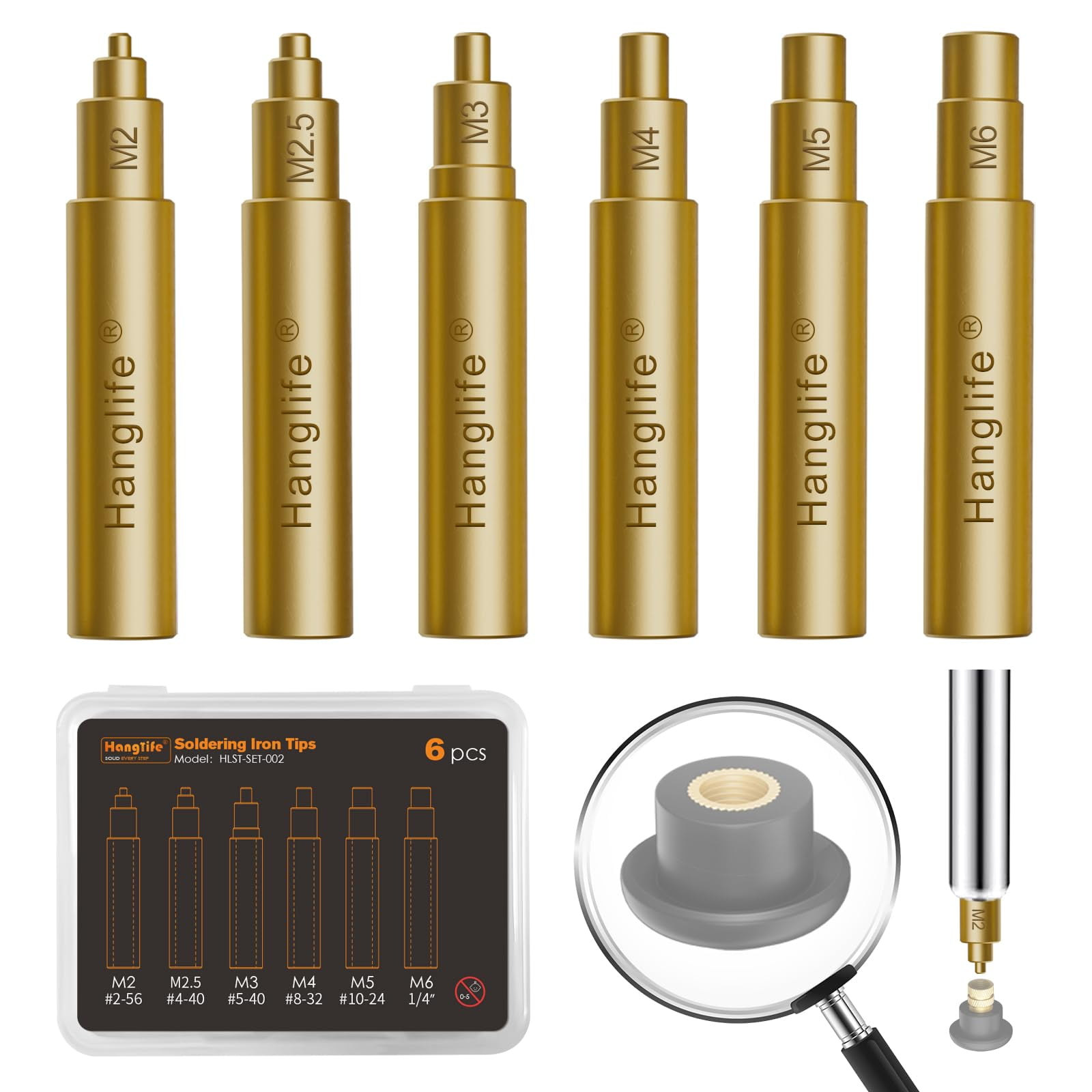 HANGLIFE Heat-Set Insert Tips for Threaded Inserts M2 M3 M4 M5 M6 ...