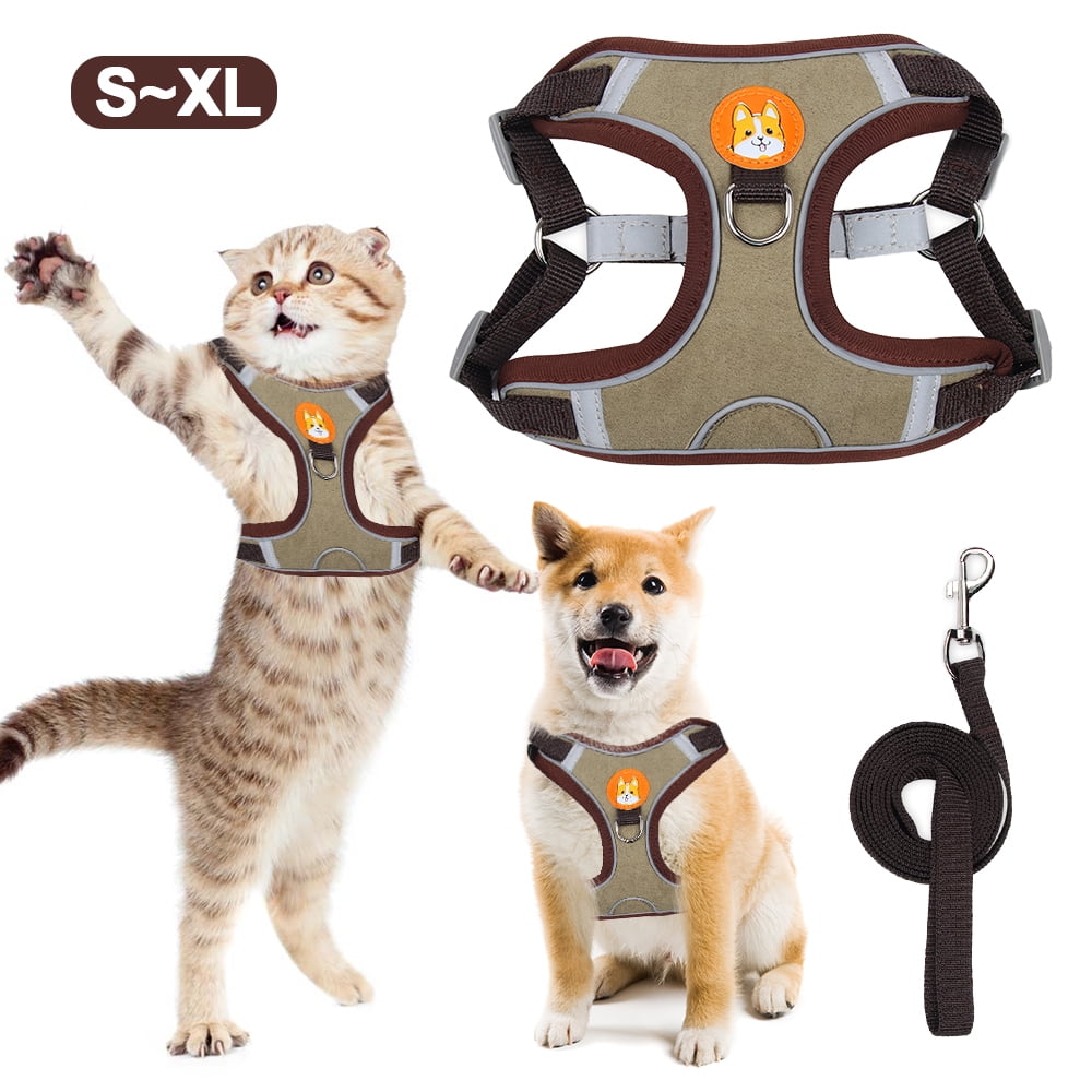 HANI Dog and Cat Universal Harness with Leash - Cat Harness Escape Proof - Adjustable Reflective ...