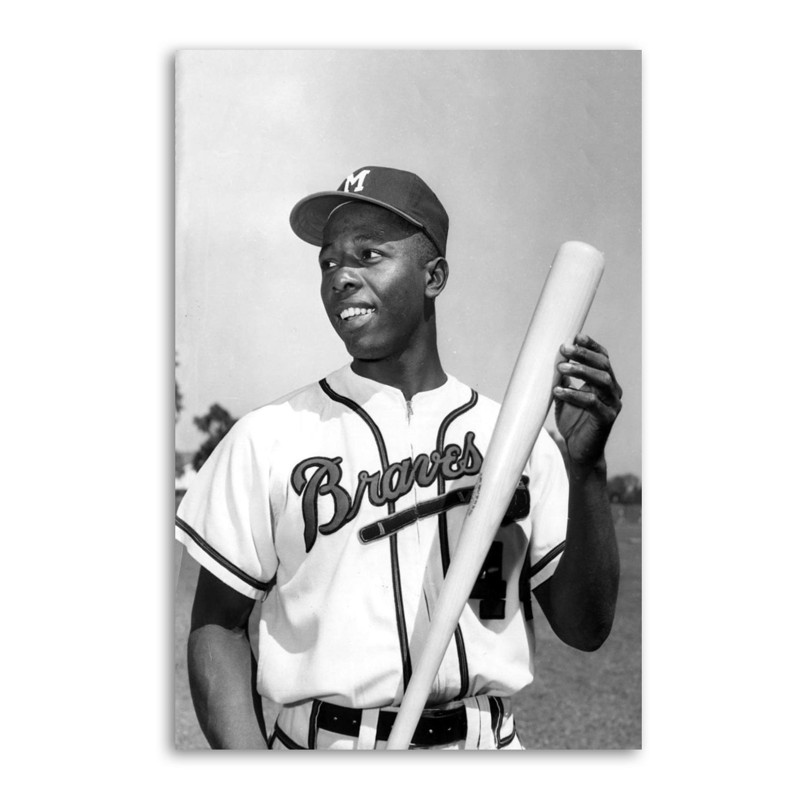 HANK AARON MILWAUKEE BRAVES Baseball Canvas Wall Art Poster Decorative ...