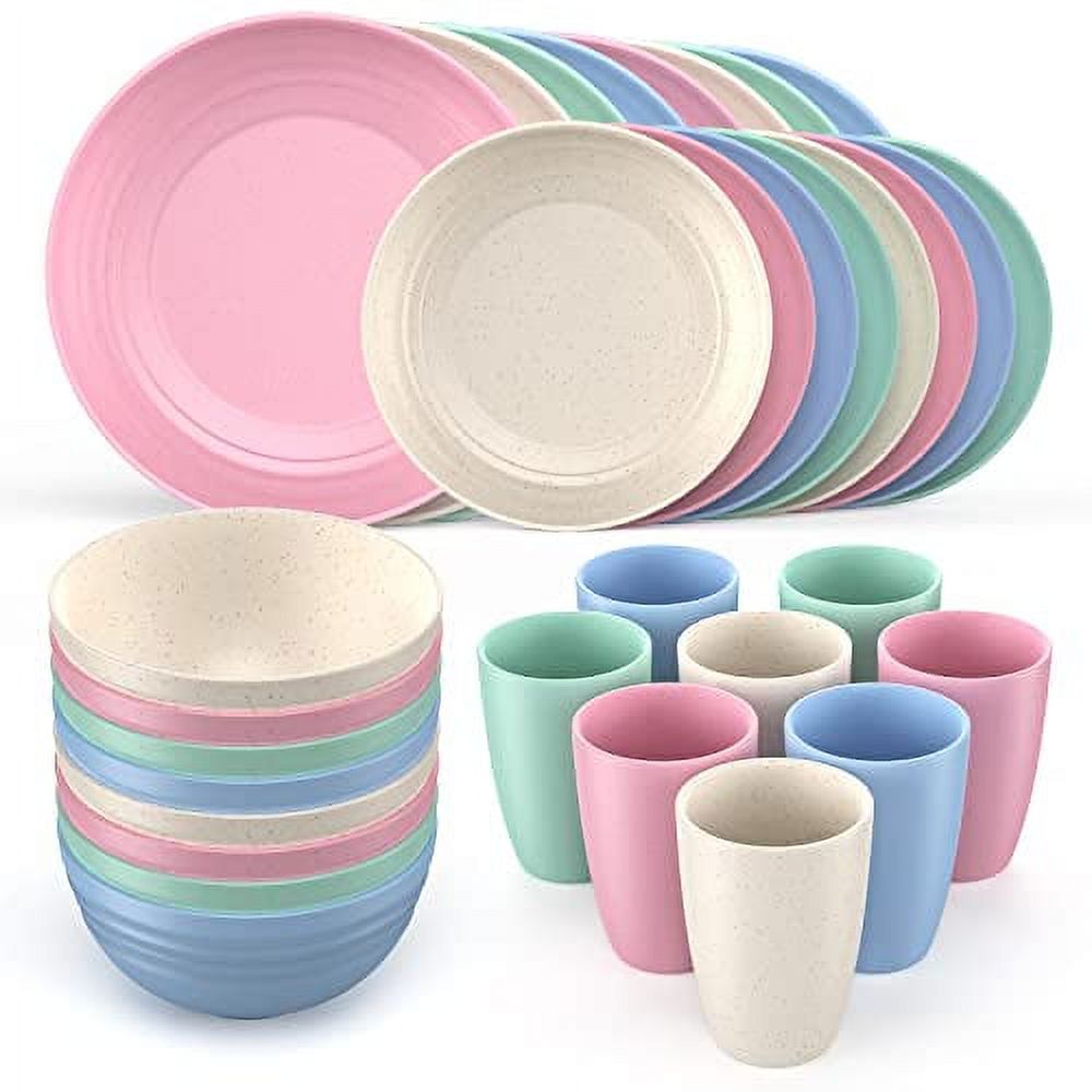 Famiware Plates and Bowls Set, 12 Piece Stoneware Dinnerware Sets ...