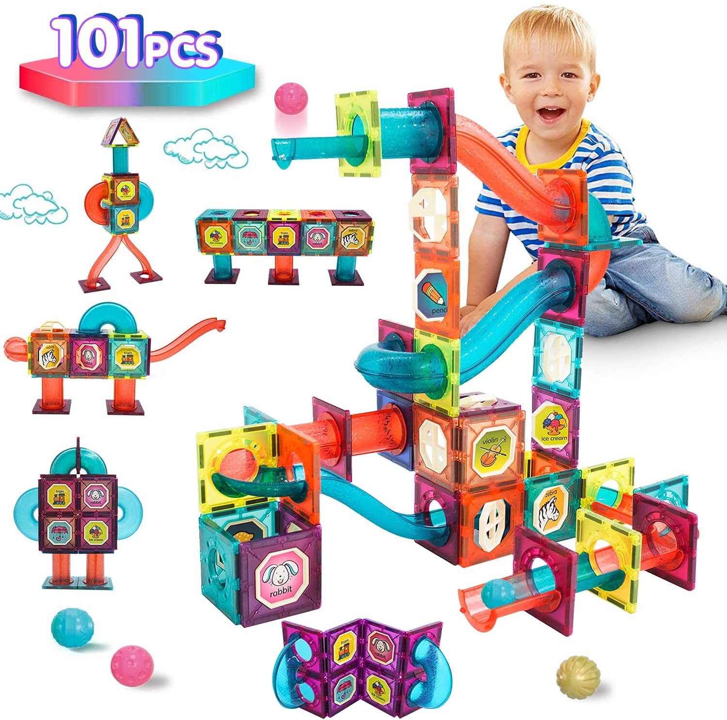 HANMUN Magnetic Blocks for Kids, Toys Magnet Building Set Blocks for ...