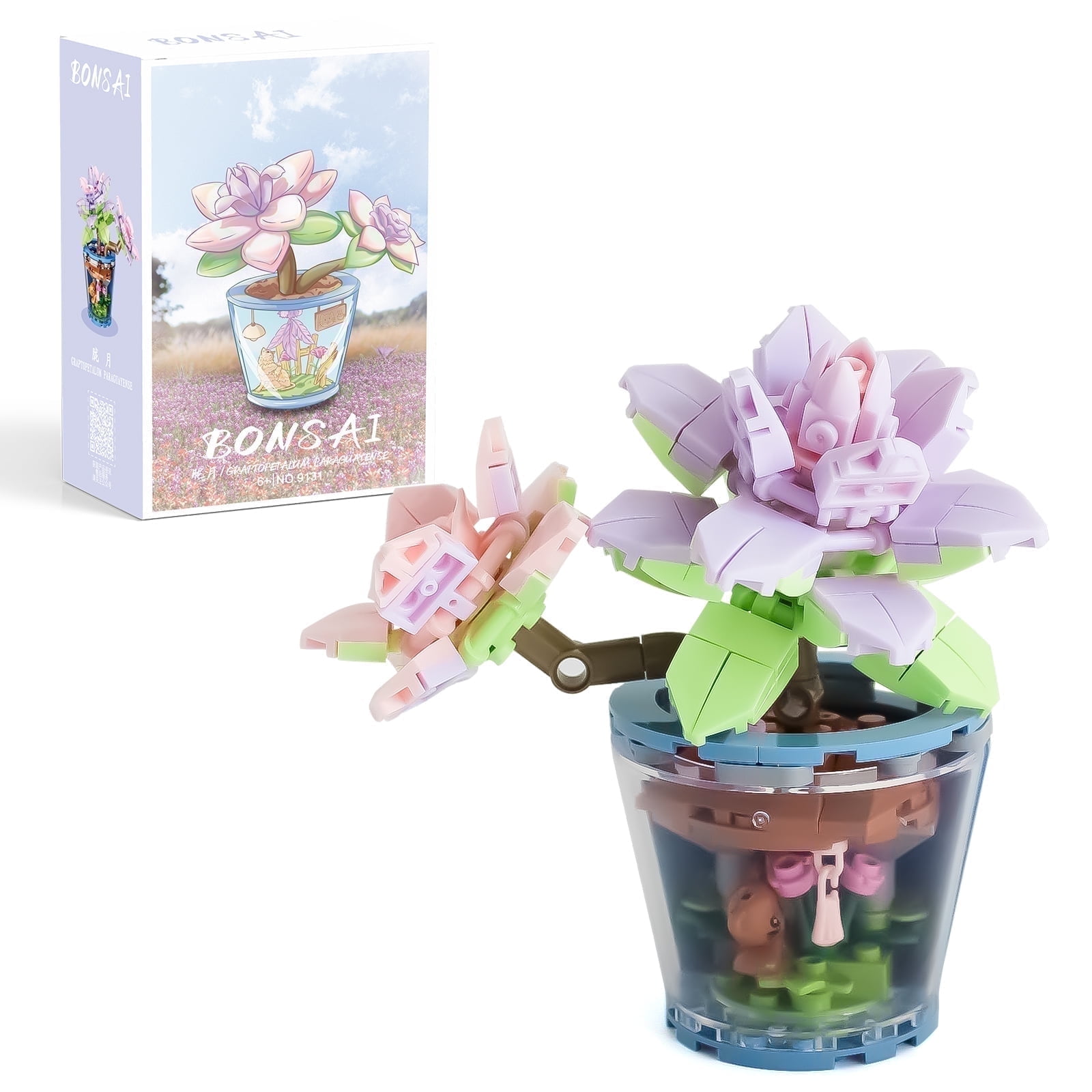 HANMUN Mini Blocks Succulent Plant Bonsai Building Set, Office and Room ...