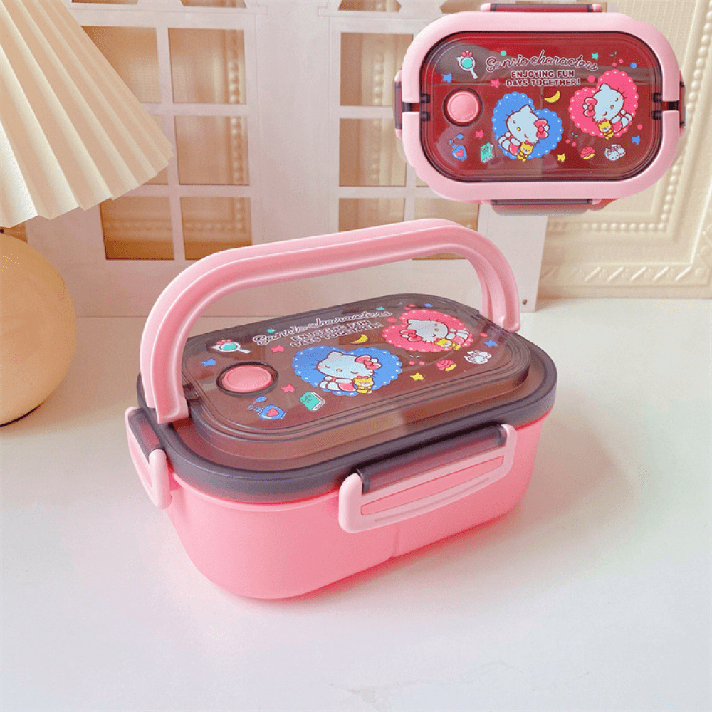 HANNTAOO 1200ML Double-Layer Lunch Box - Cute Cartoon Hello Kitty Bento ...