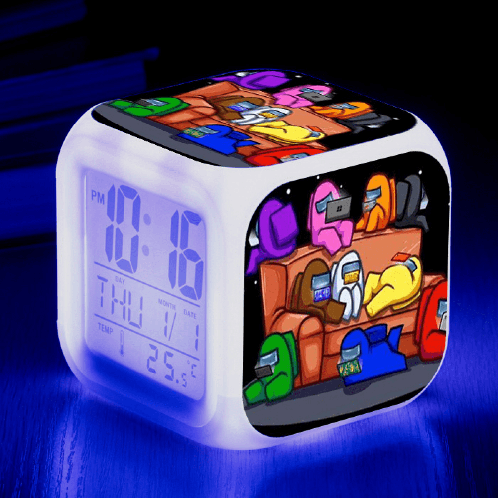 MAYUJIAASE Digital Alarm Clock for Kids, Cartoon Among Us Pattern 7 LED ...