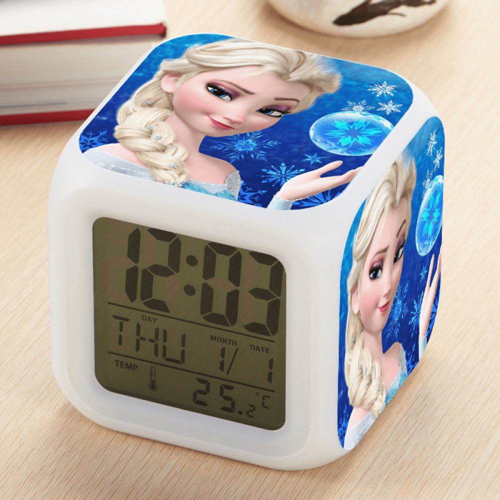 HANNTAOO Digital Alarm Clock for Kids, Cartoon Frozen Pattern 7 LED ...