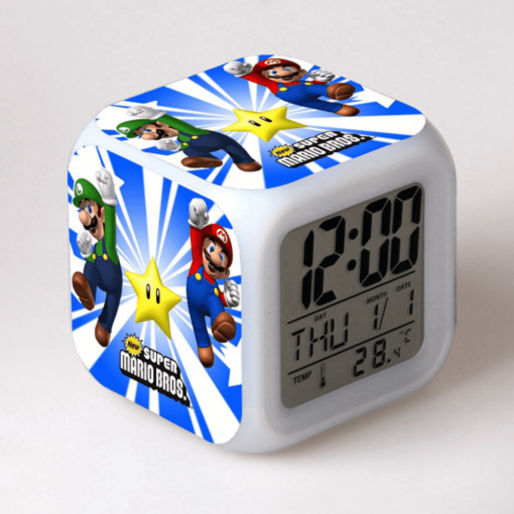 HANNTAOO Digital Alarm Clock for Kids, Cartoon Mario Pattern 7 LED ...