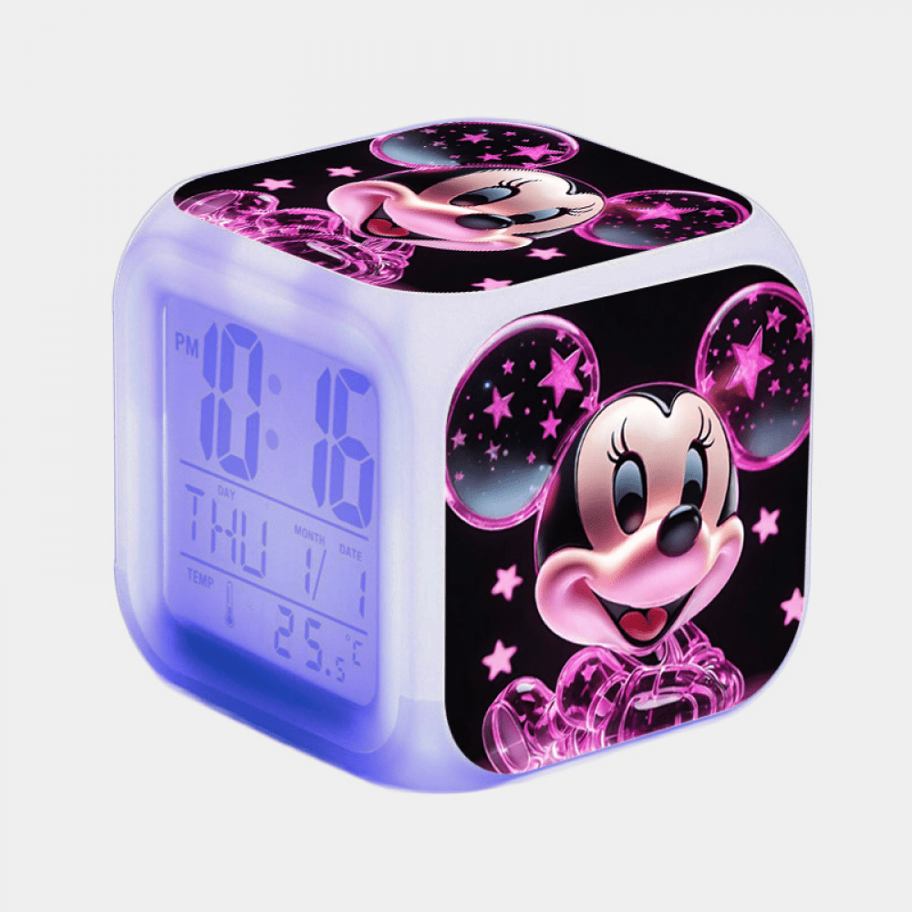 HANNTAOO Digital Alarm Clock for Kids, Mickey_Mouse Pattern 7 LED Color ...