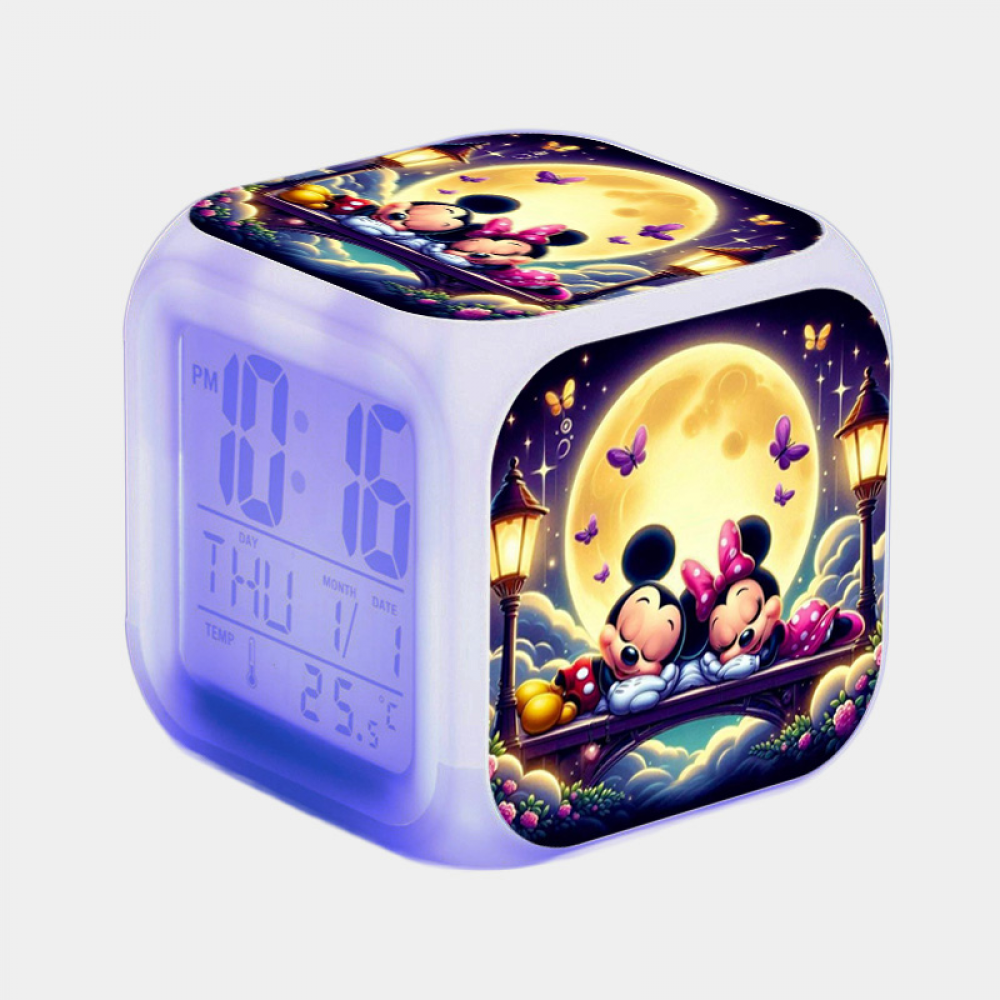 HANNTAOO Digital Alarm Clock for Kids, Mickey_Mouse Pattern 7 LED Color ...