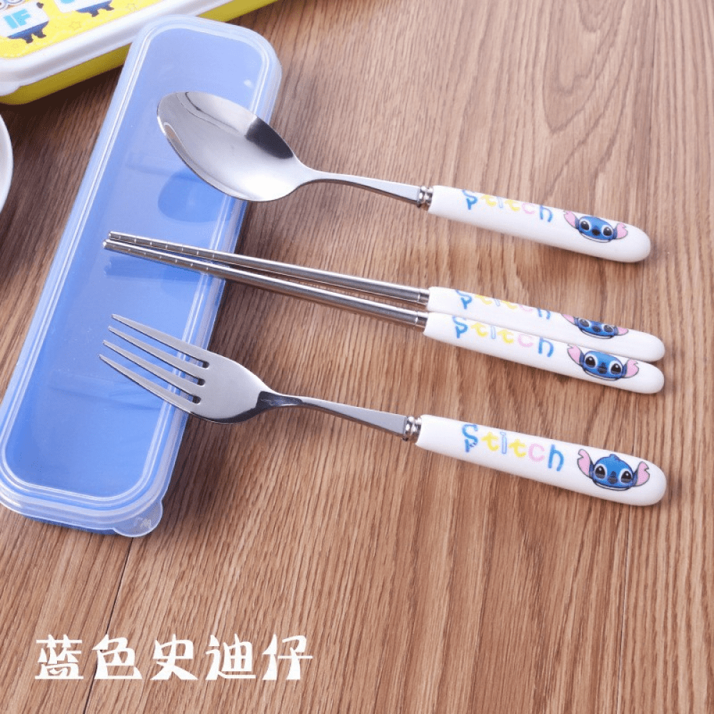 HANNTAOO Kawaii Cartoon Stitch Stainless Cutlery Set, Spoon Fork ...