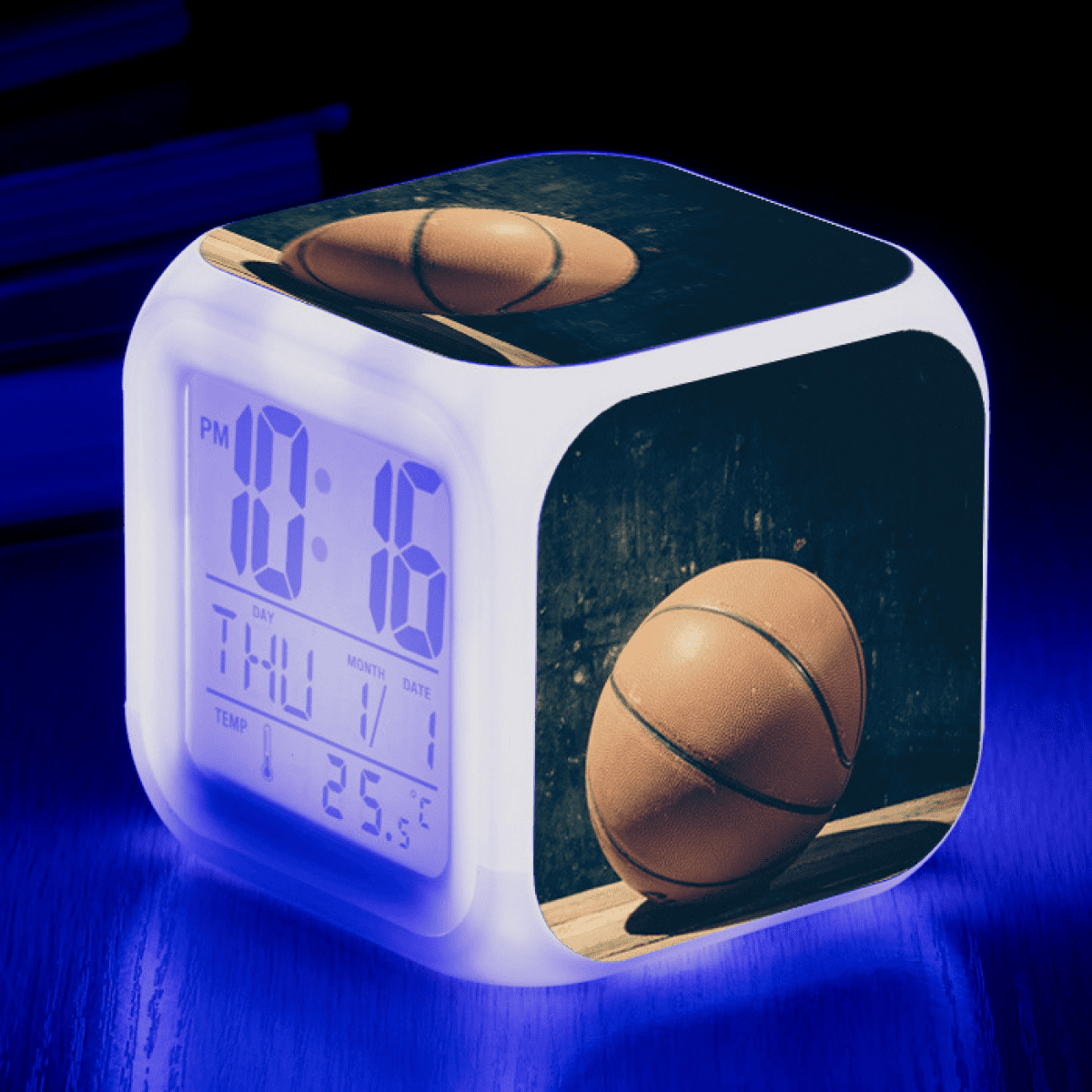 HANNTAOO LED Alarm Clock Basketball Pattern Creative Desk Table Clock ...