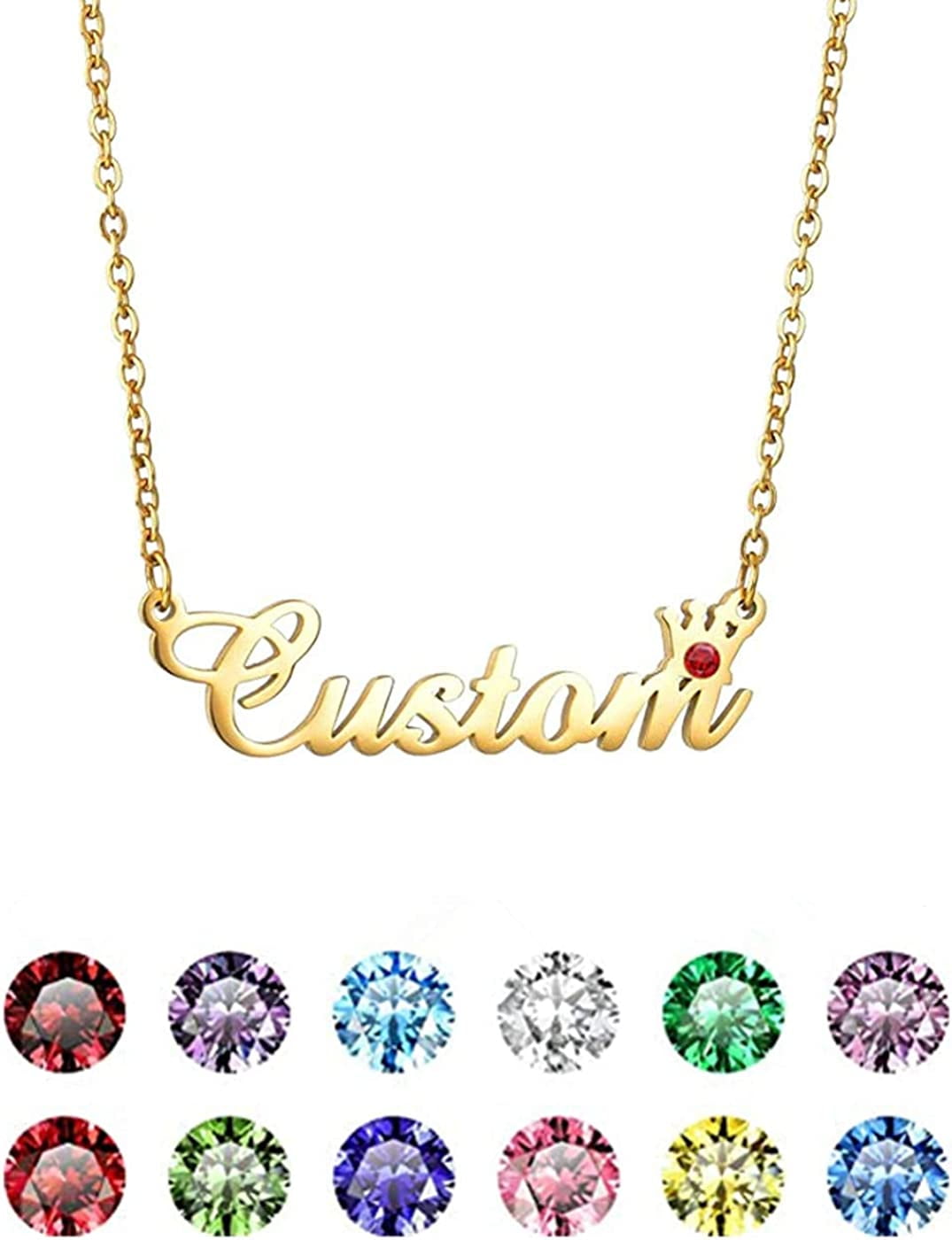 HANRU Name Necklace Personalized 18K Gold Custom Gift Plated Nameplate ...