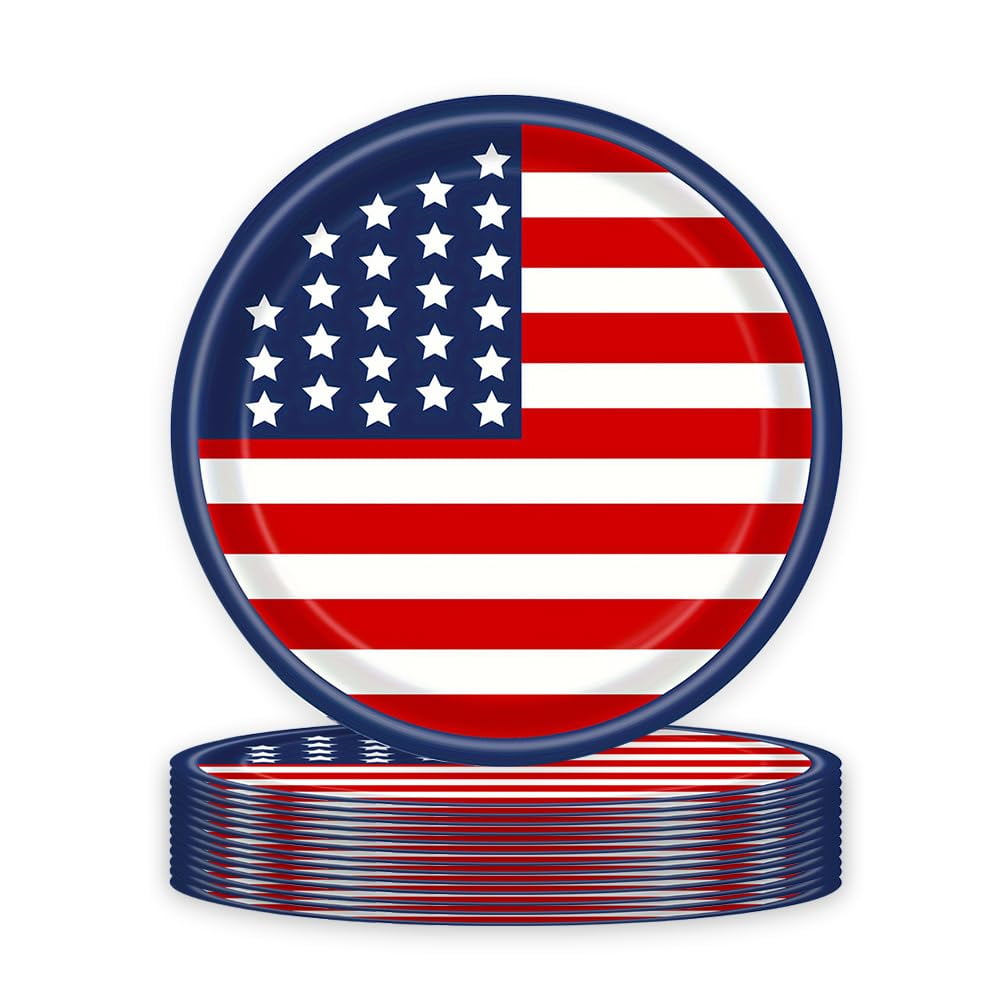 HANSAMU 4th of July Disposable Paper AFN1Plates American Flag Patriotic ...