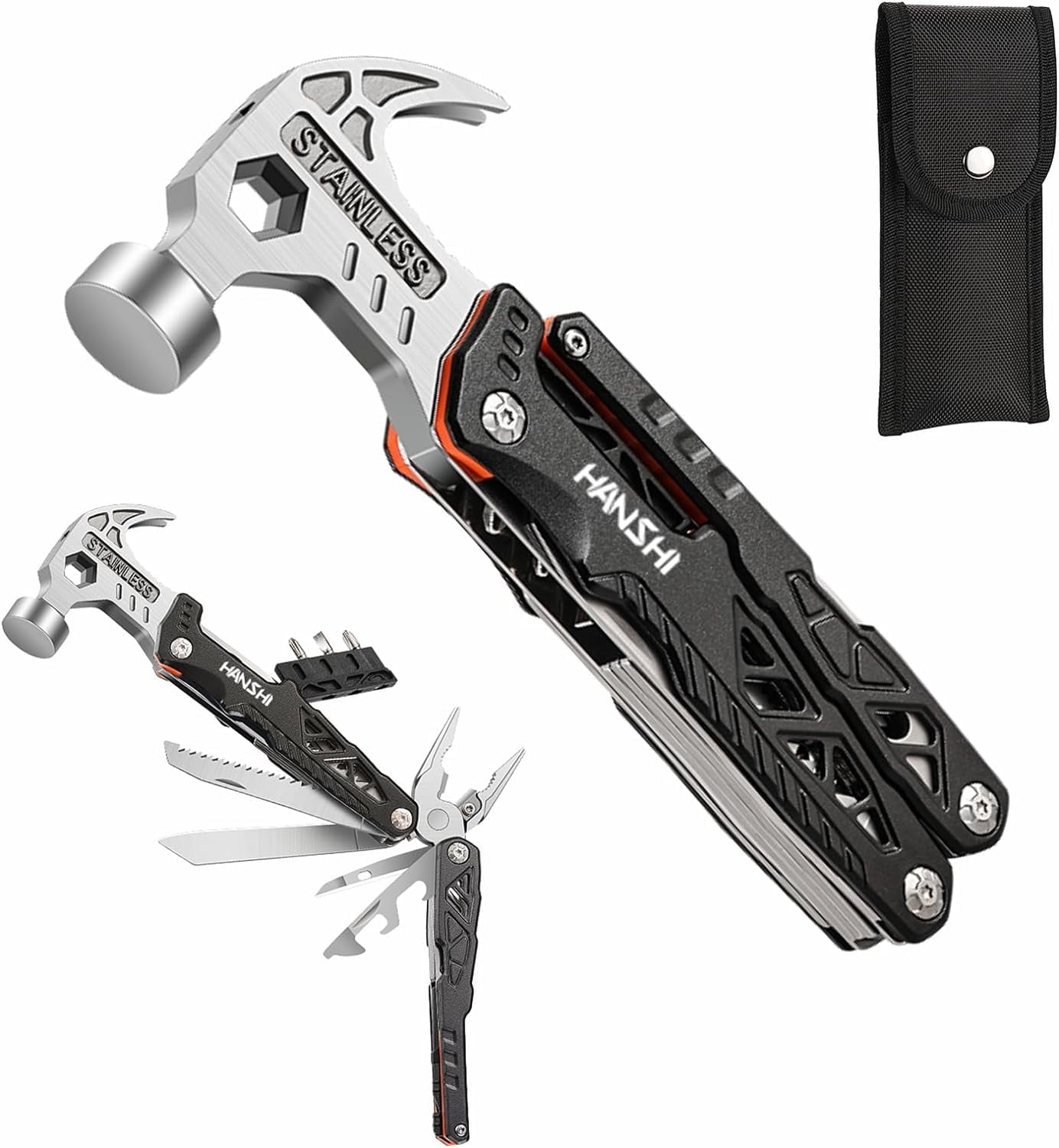 HANSHI Replaceable Wire Cutter Hammer Multitool with Nylon Sheath for ...