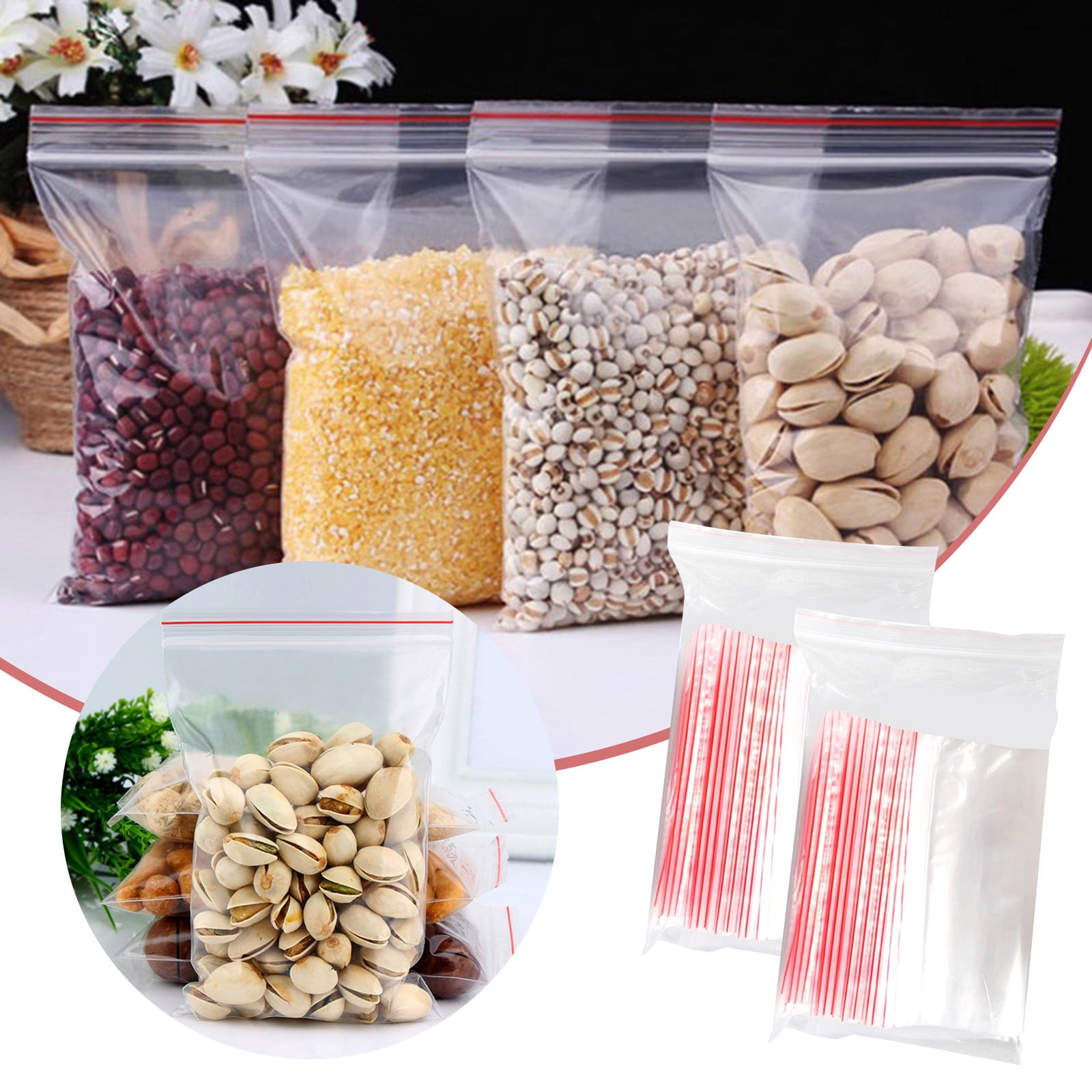 HANXIULIN 200 Grip Seal Bags Self Resealable Small Clear Bags Baggy ...