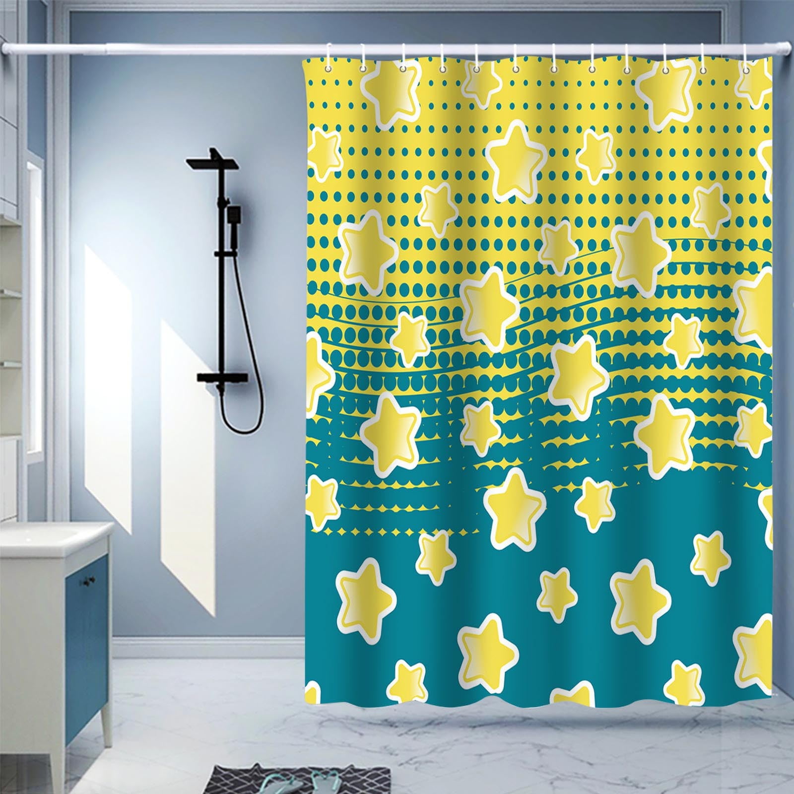 Hanxiulin Bathroom Shower Curtain American Independence Day Star
