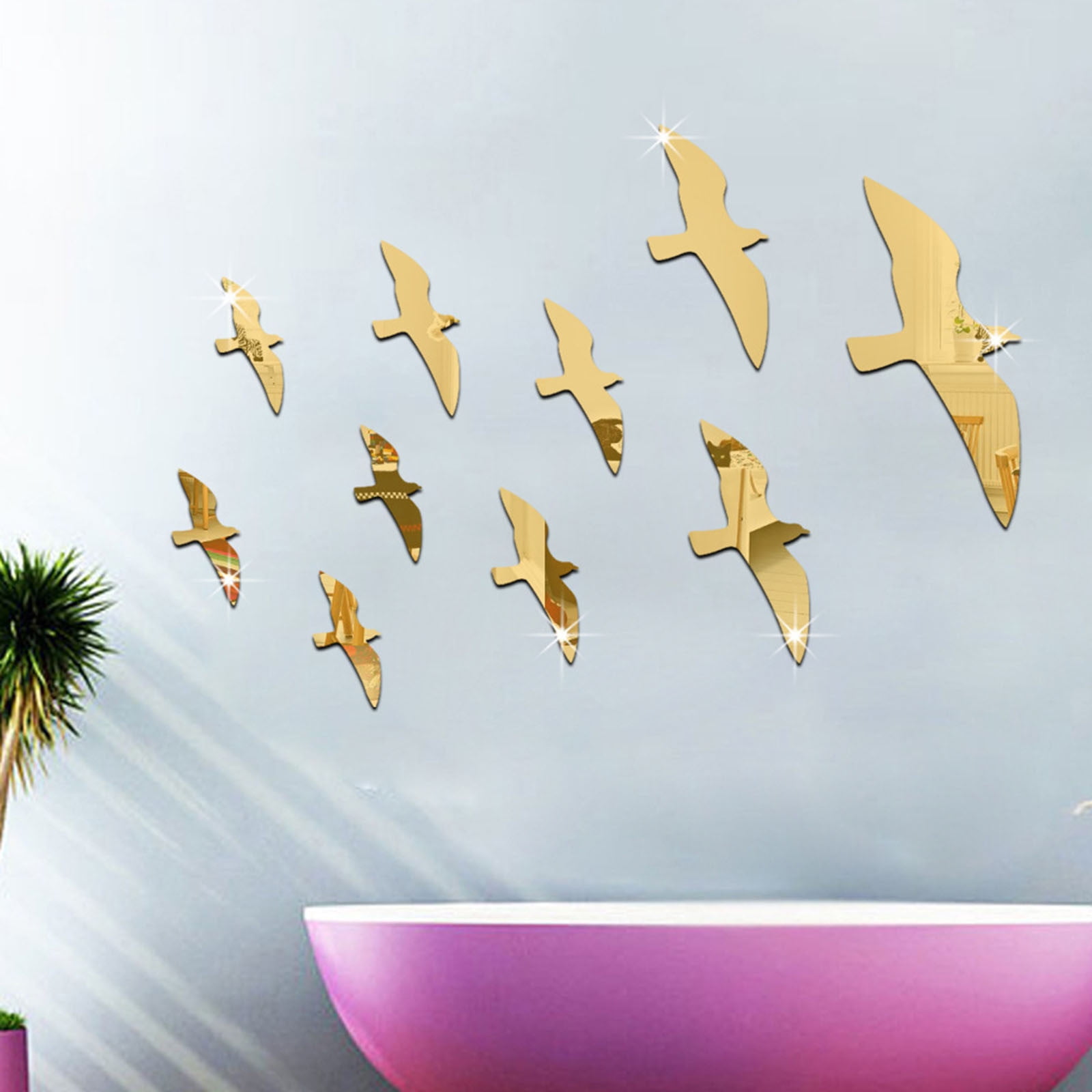 HANXIULIN Bird Mirror Wall Stickers Living Room Bedroom Background Home ...