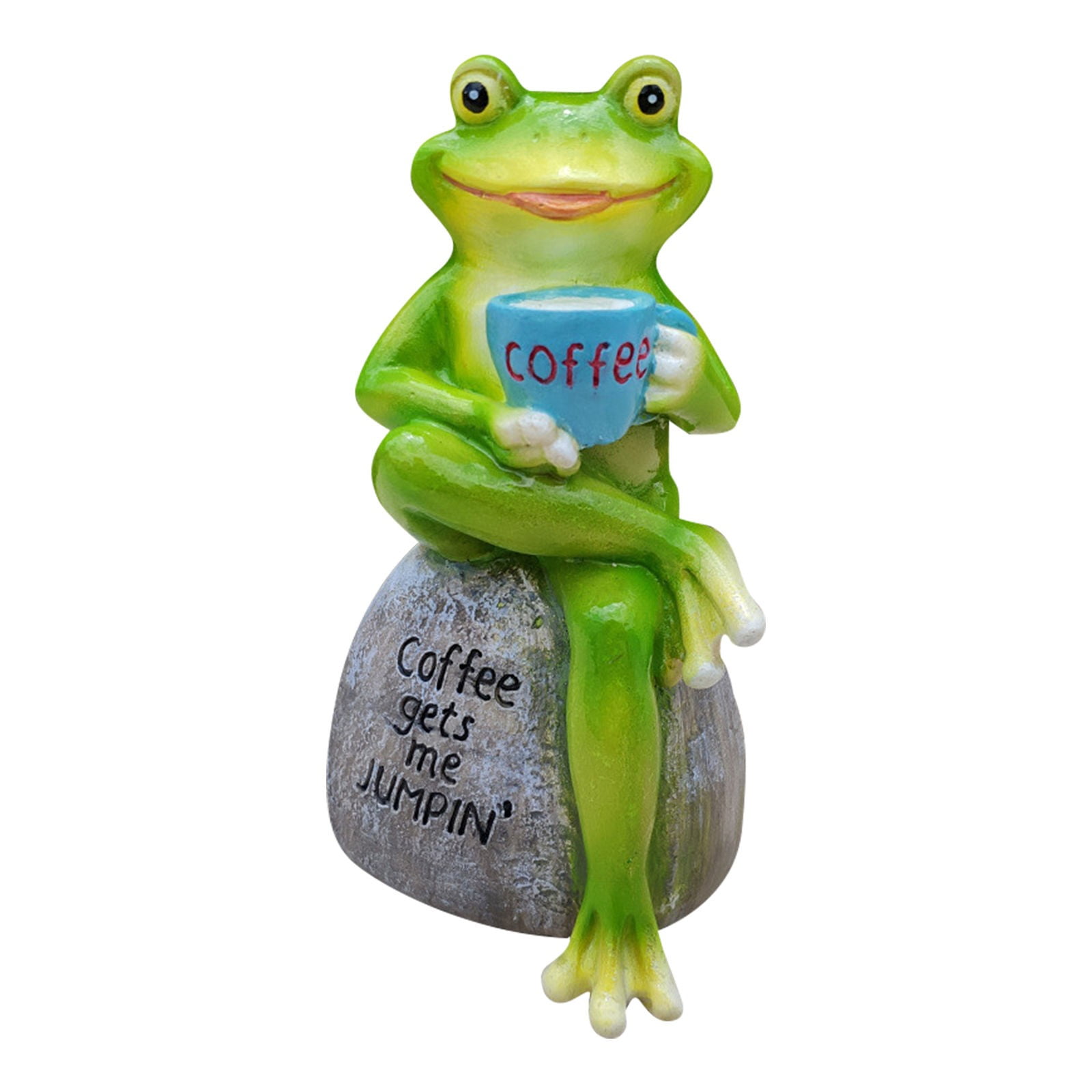 HANXIULIN Garden Statue Figurine Frog Sitting On Stone Statue Drinking ...