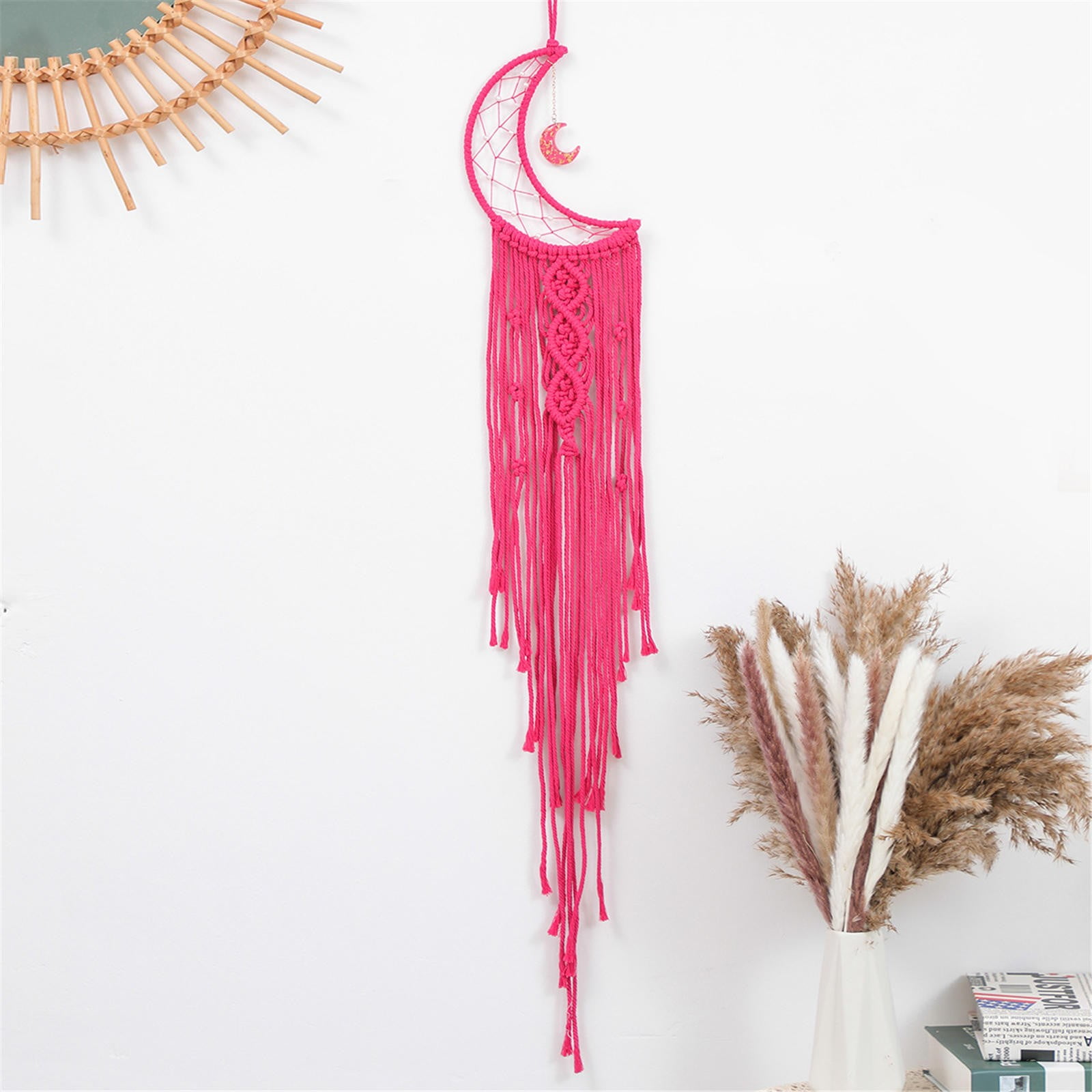 HANXIULIN Macrame With Light String Bohemian Moon Star Cotton Thread ...
