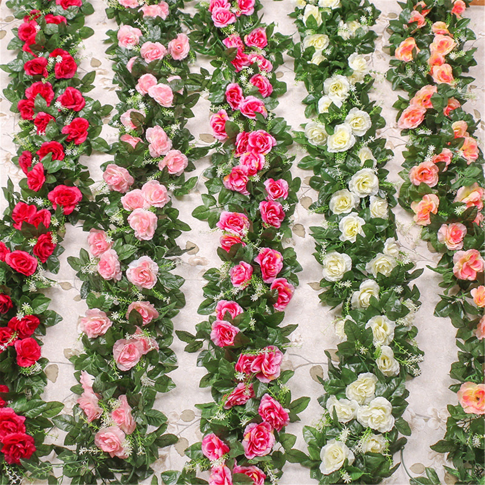 HANXIULIN Rose Vine Christmas Garland Artificial Flower Vines Floral ...