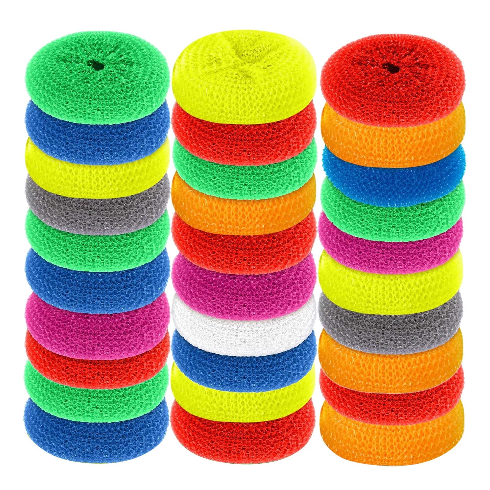 HANXIULIN Scouring Pads Round Dish Pads Plastic Non Scratch Dish ...