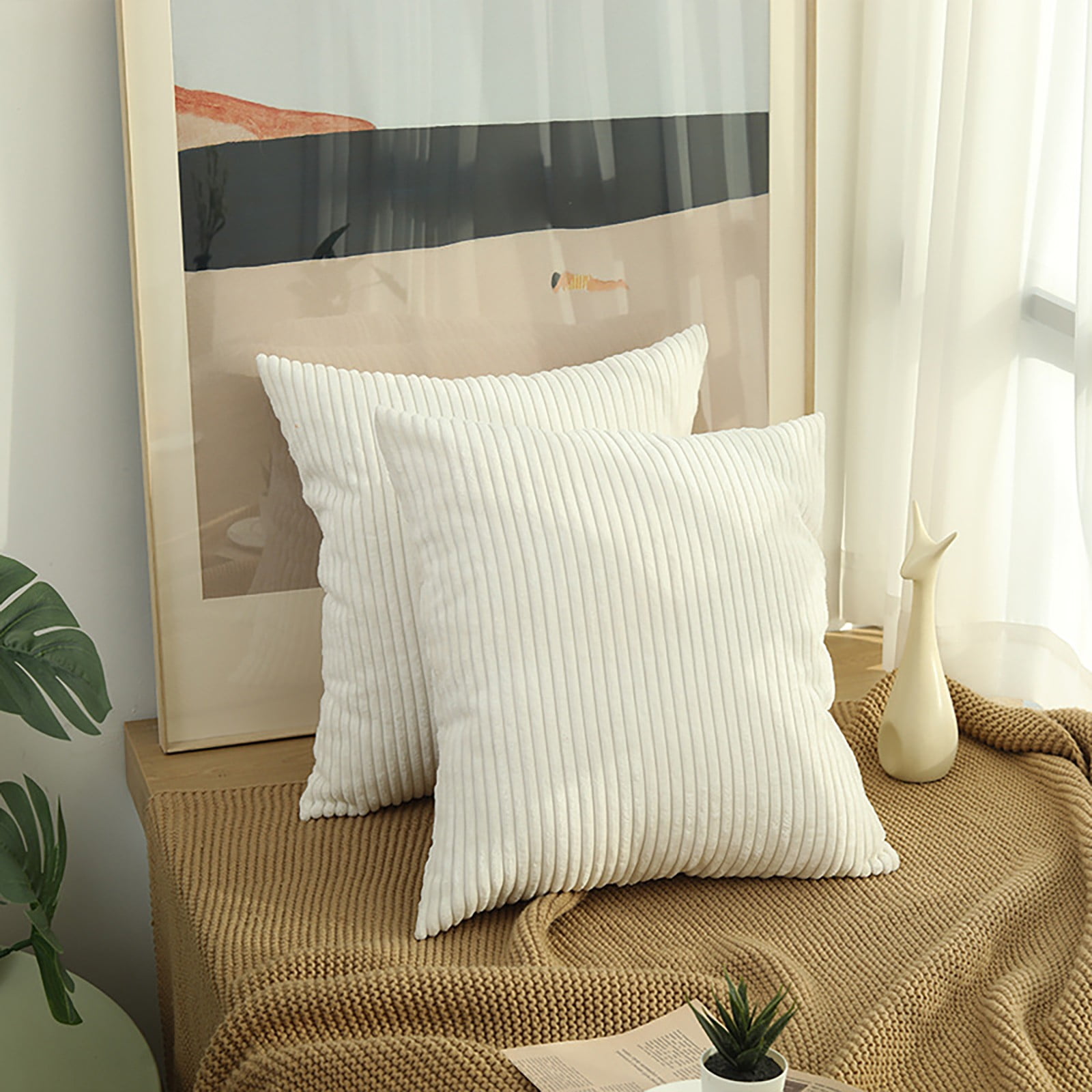 HANXIULIN Soft Corduroy Striped Velvet Rectangle Decorative Throw ...