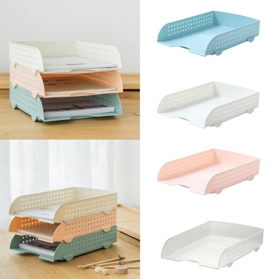 HANXIULIN Stackable Single-Compartment Plastic Letter Tray Organizer ...
