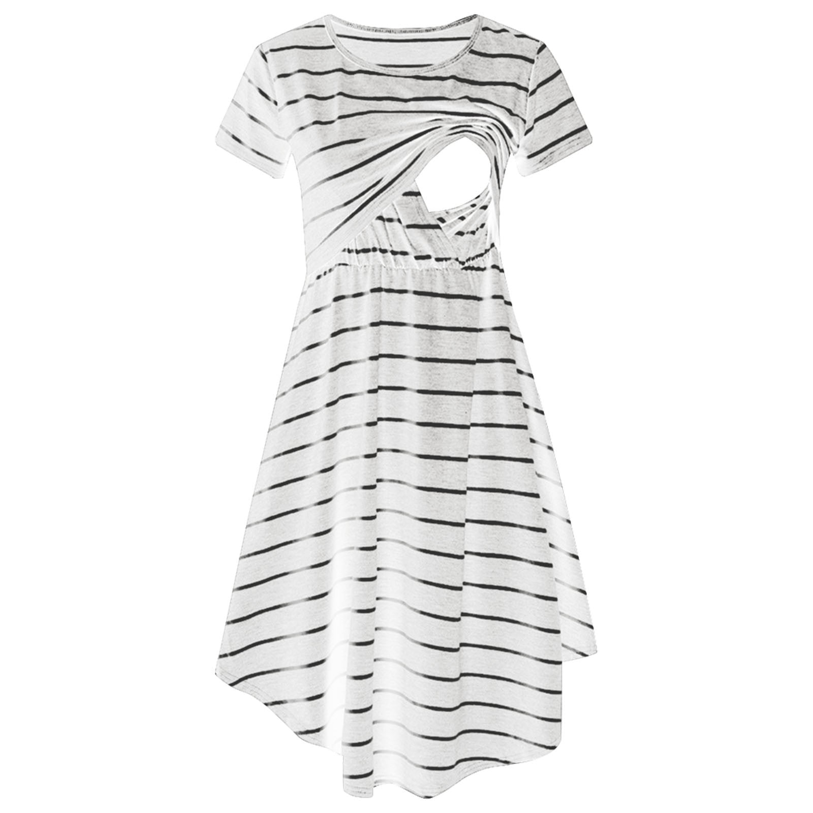 HANXIULIN Women Maternity Casual Striped Short Sleeve Round Neck ...