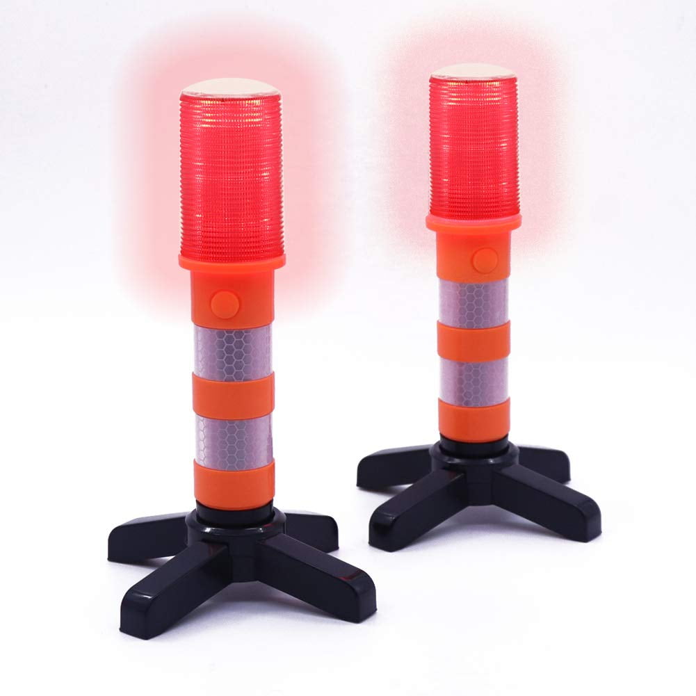 WLQ 2 LED Emergency Roadside Flashing Flares Red Roadside Beacon Safety ...