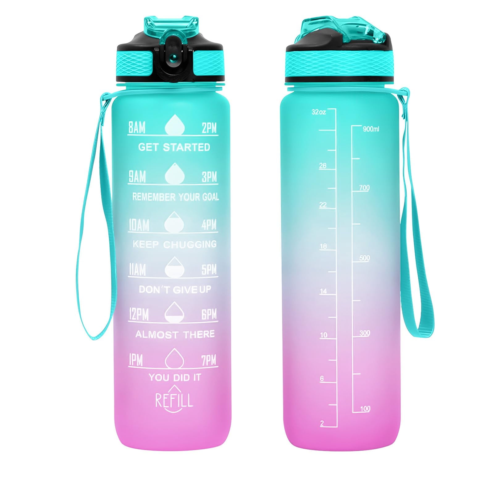 HAO 32 oz Water Bottles with Times to Drink and Straw, Motivational Water Bottle with Time ...