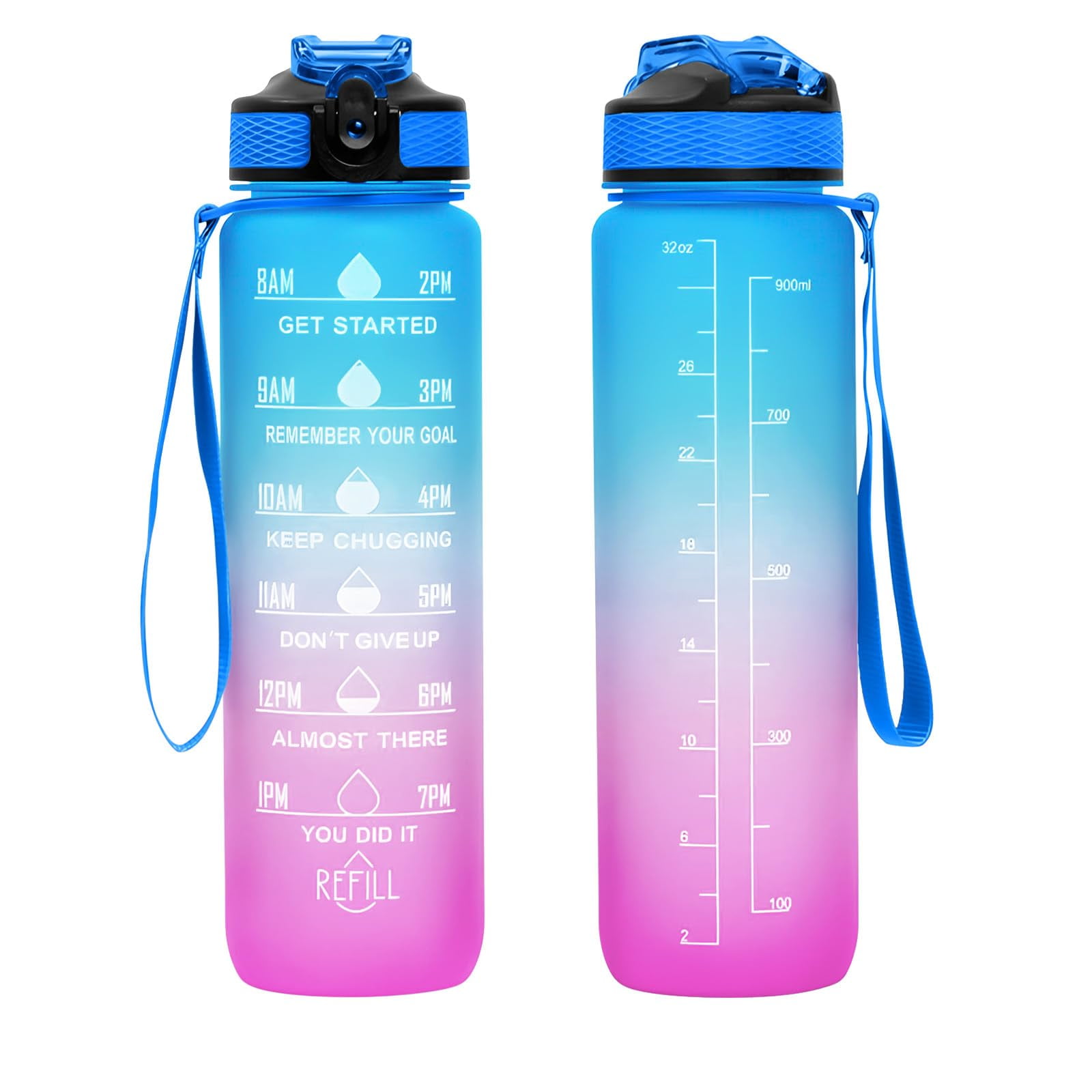 HAO 32 oz Water Bottles with Times to Drink and Straw, Motivational Water Bottle with Time ...