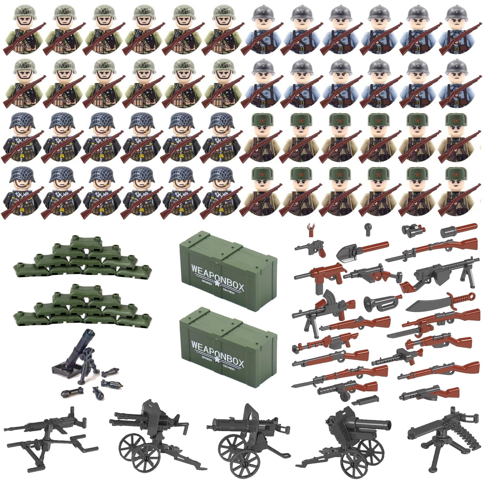 HAO Building Set Action Figures Army Combat Playset World War 2 ...