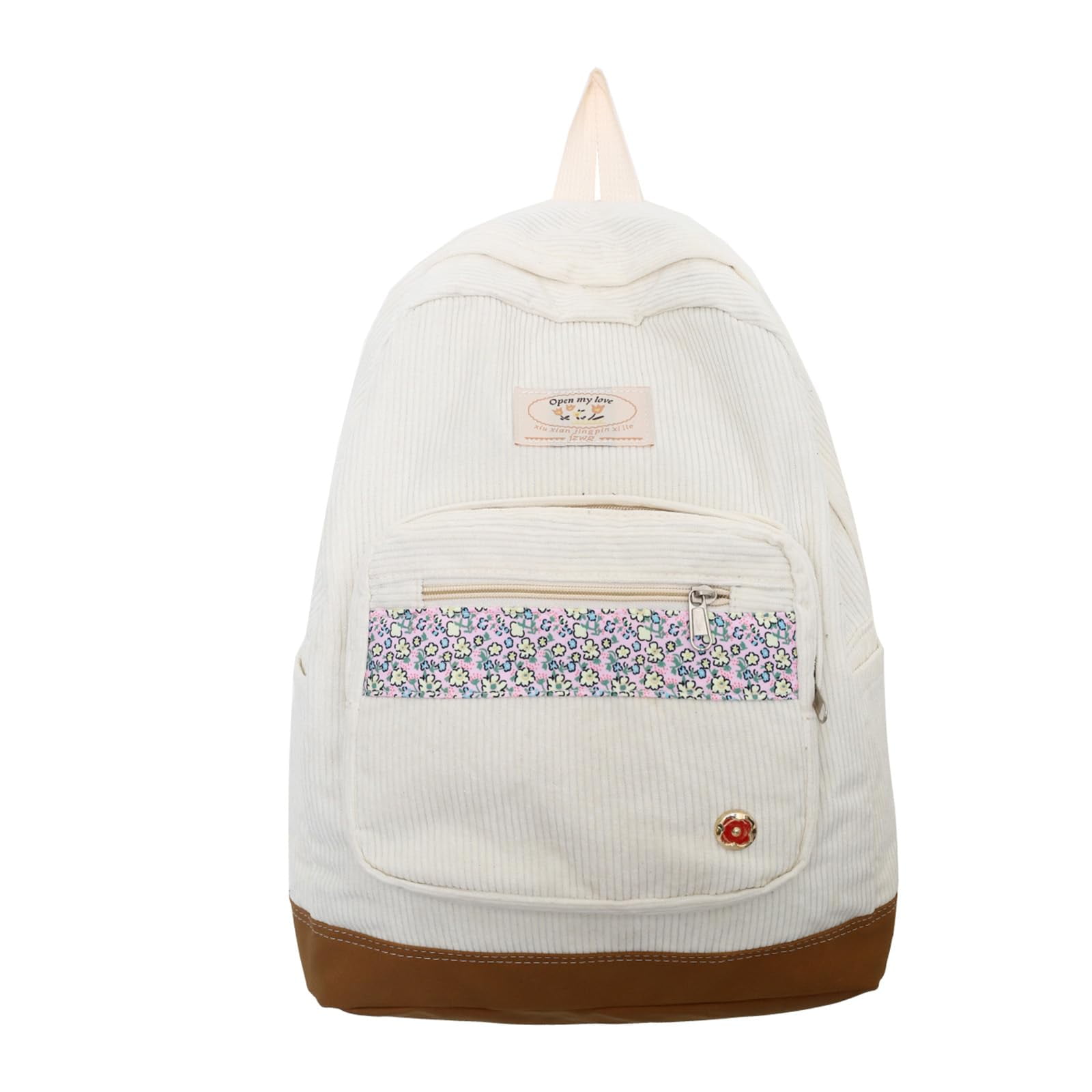 HAO Corduroy Backpack, Cute Floral Backpack for Women Y2K Aesthetic ...