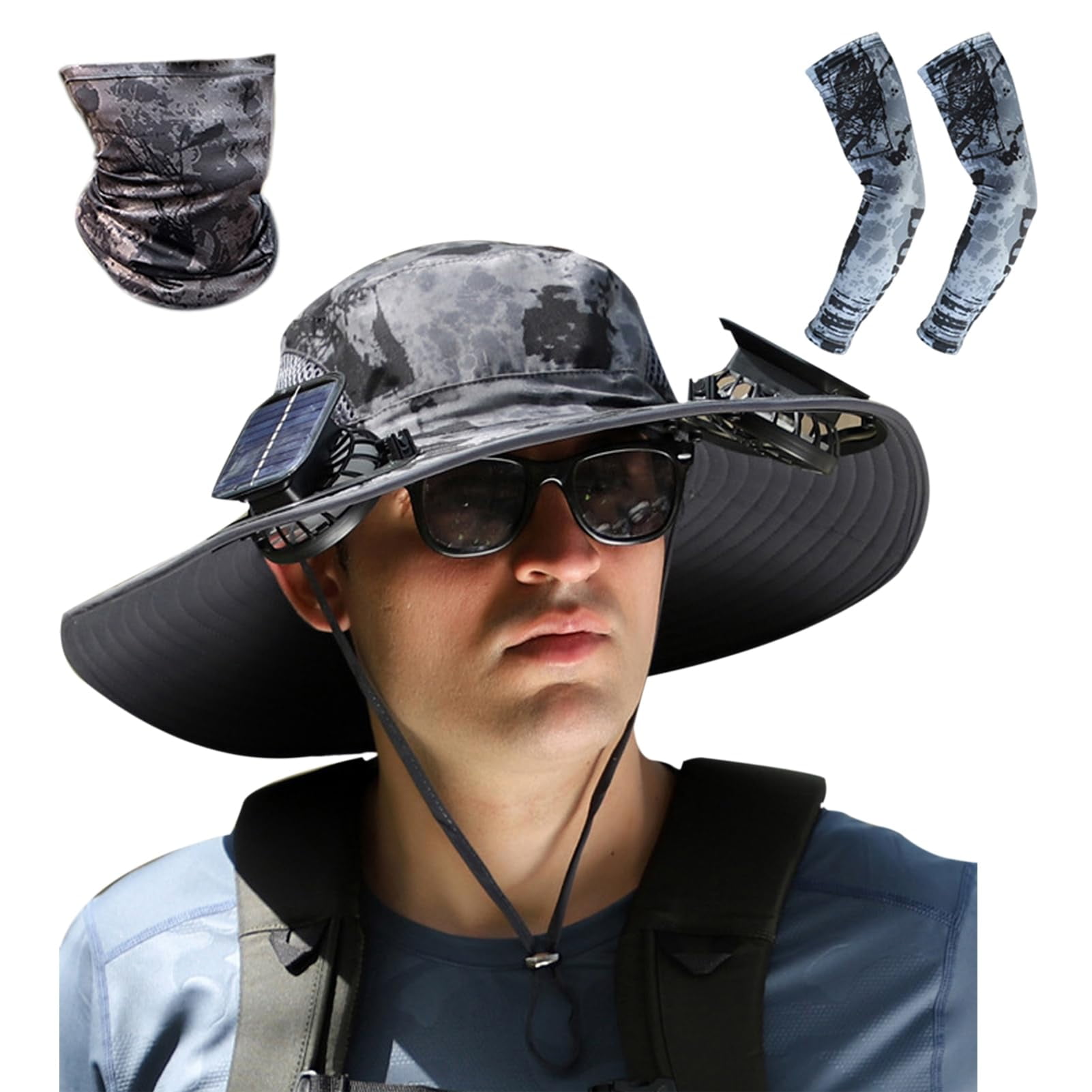 HAO Fishing Sun Hat Fan Hat for Men, Bucket Hat UV Protection Hat with ...