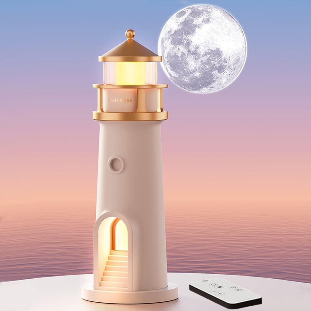 HAO Lighthouse Lamp,Decorative Lighthouse Projection Night Light,Moon ...