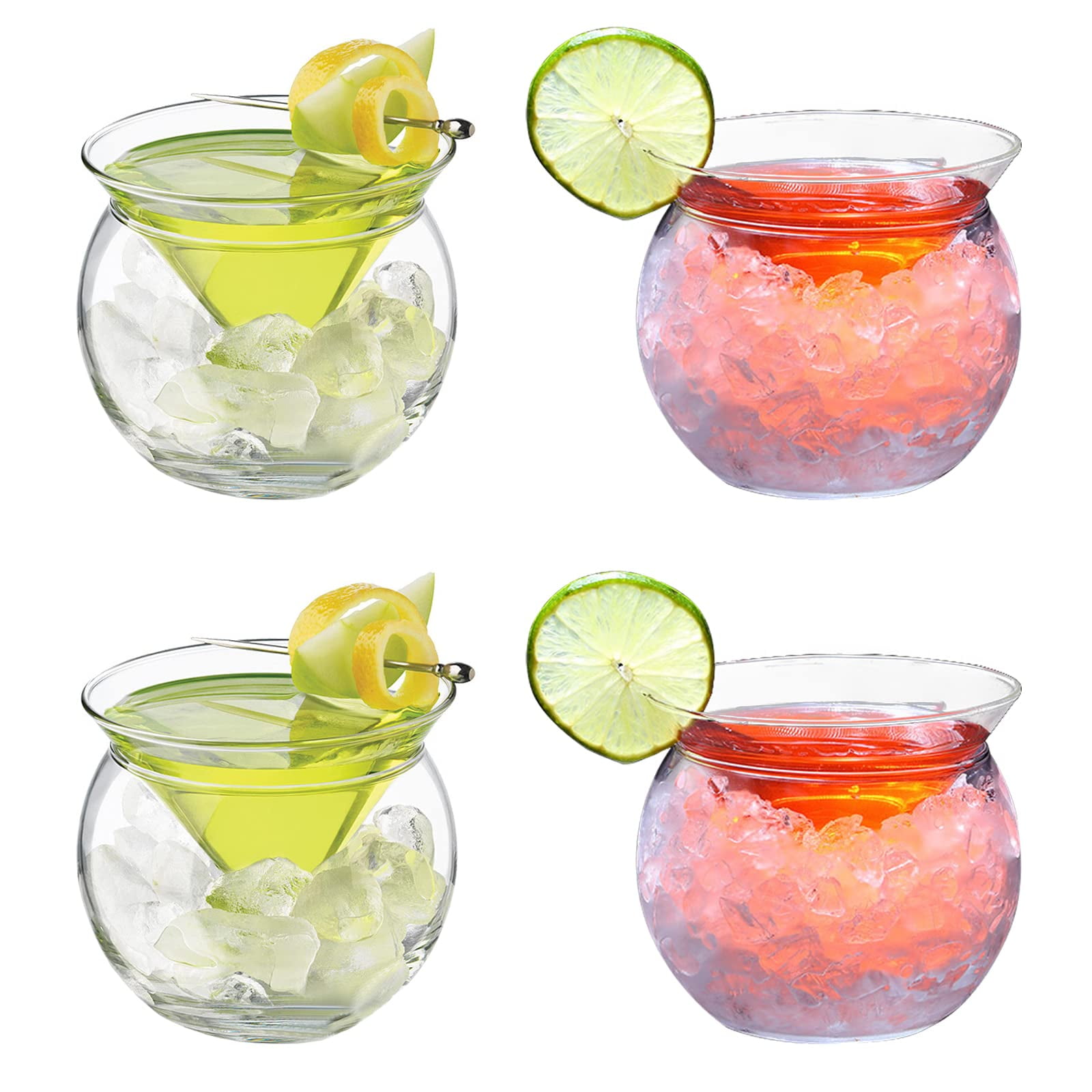 HAO Martini Glasses with Chiller, 5 oz, Set of 4, Premium Crystal Glass ...