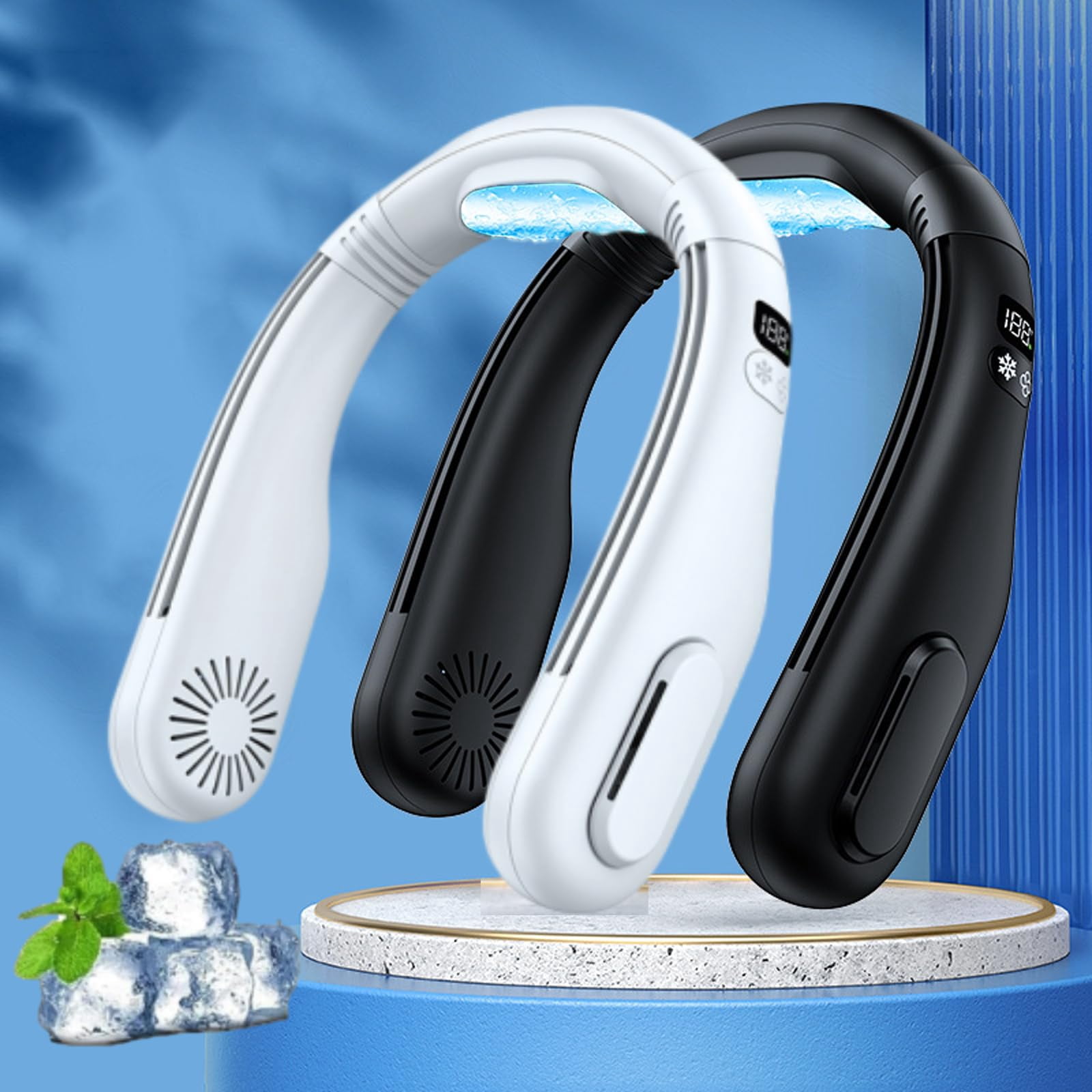 WLQ Neck Fan With Built-In ac, Neck Cooling Fan, 4.0 Rechargeable 3 ...