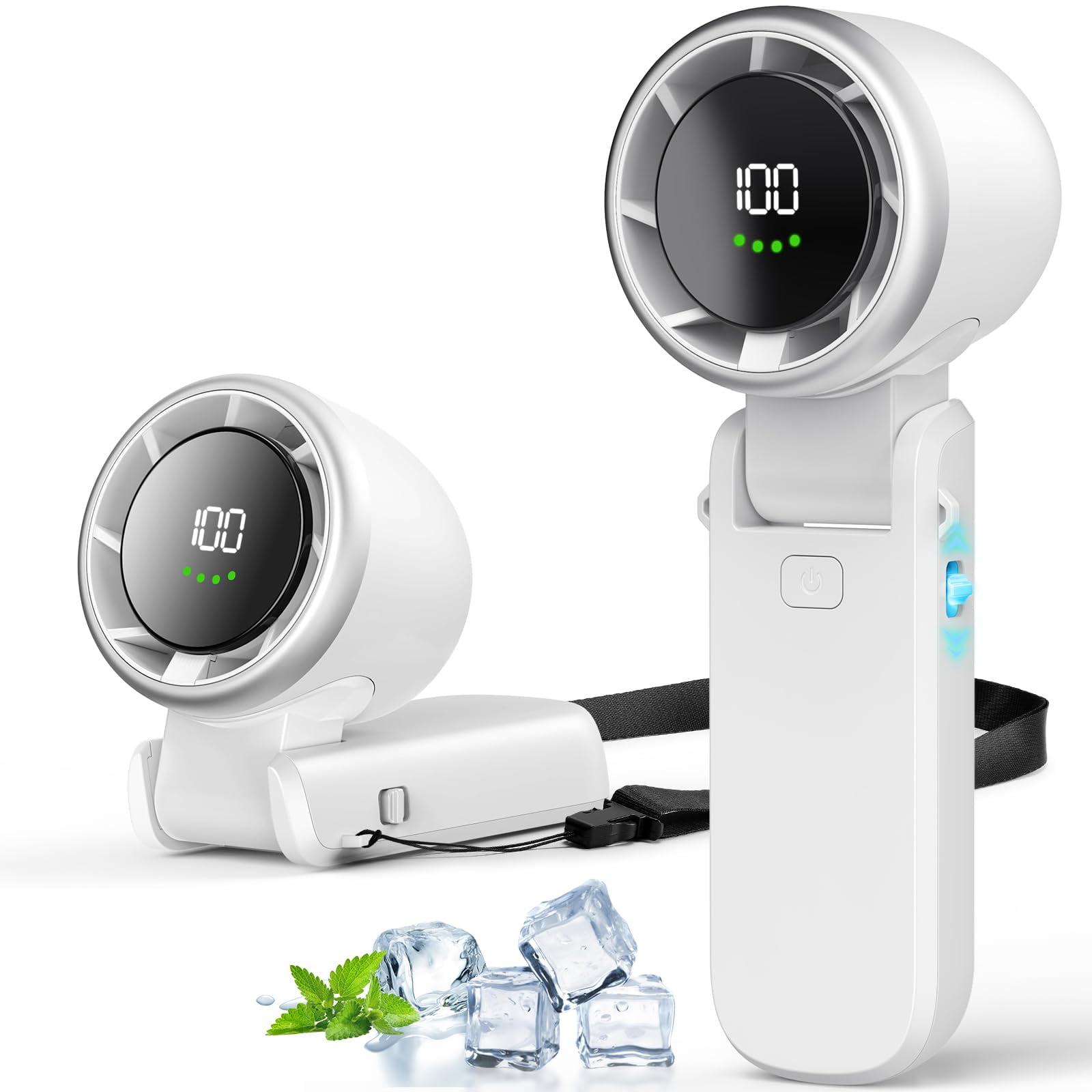 HAO Portable Handheld Turbo Fan, Stepless 100 Gear Wind Rechargeable ...