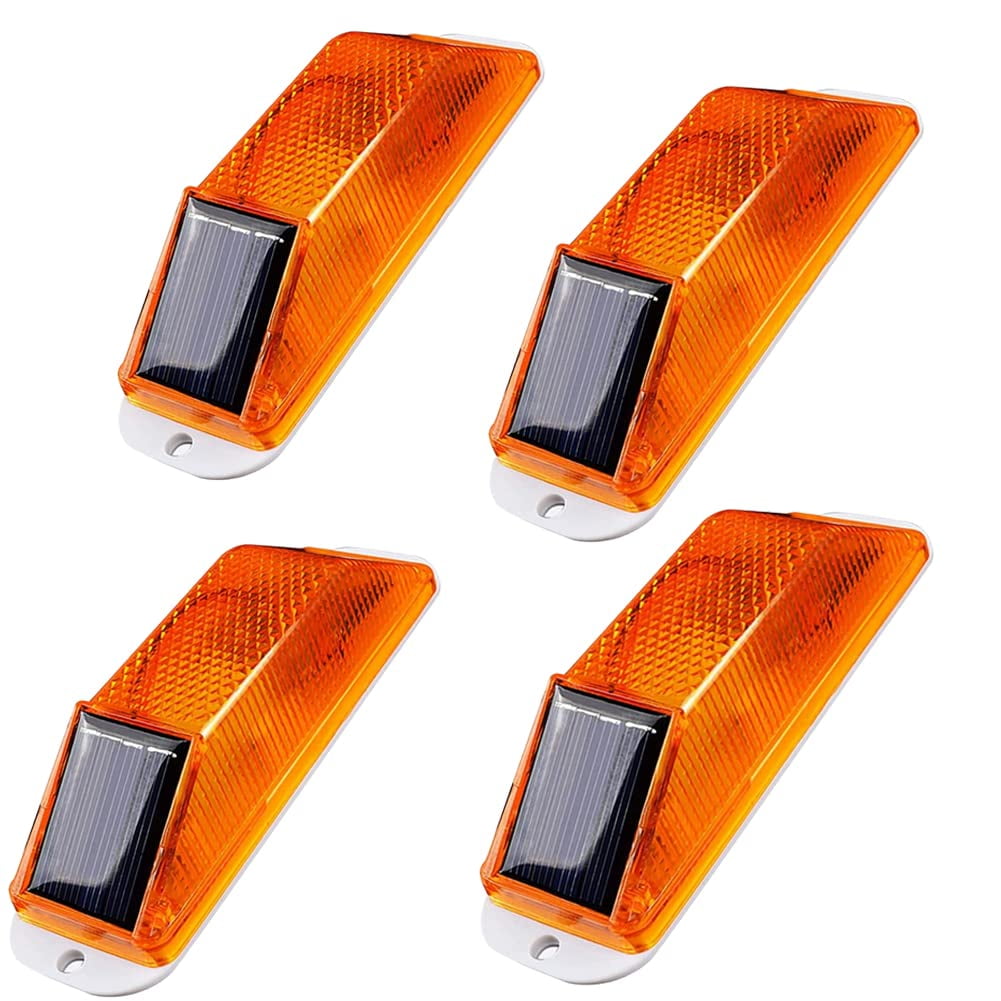 WLQ Solar Strobe Warning Light LED Warning Lamp 4-Pack Super Bright ...
