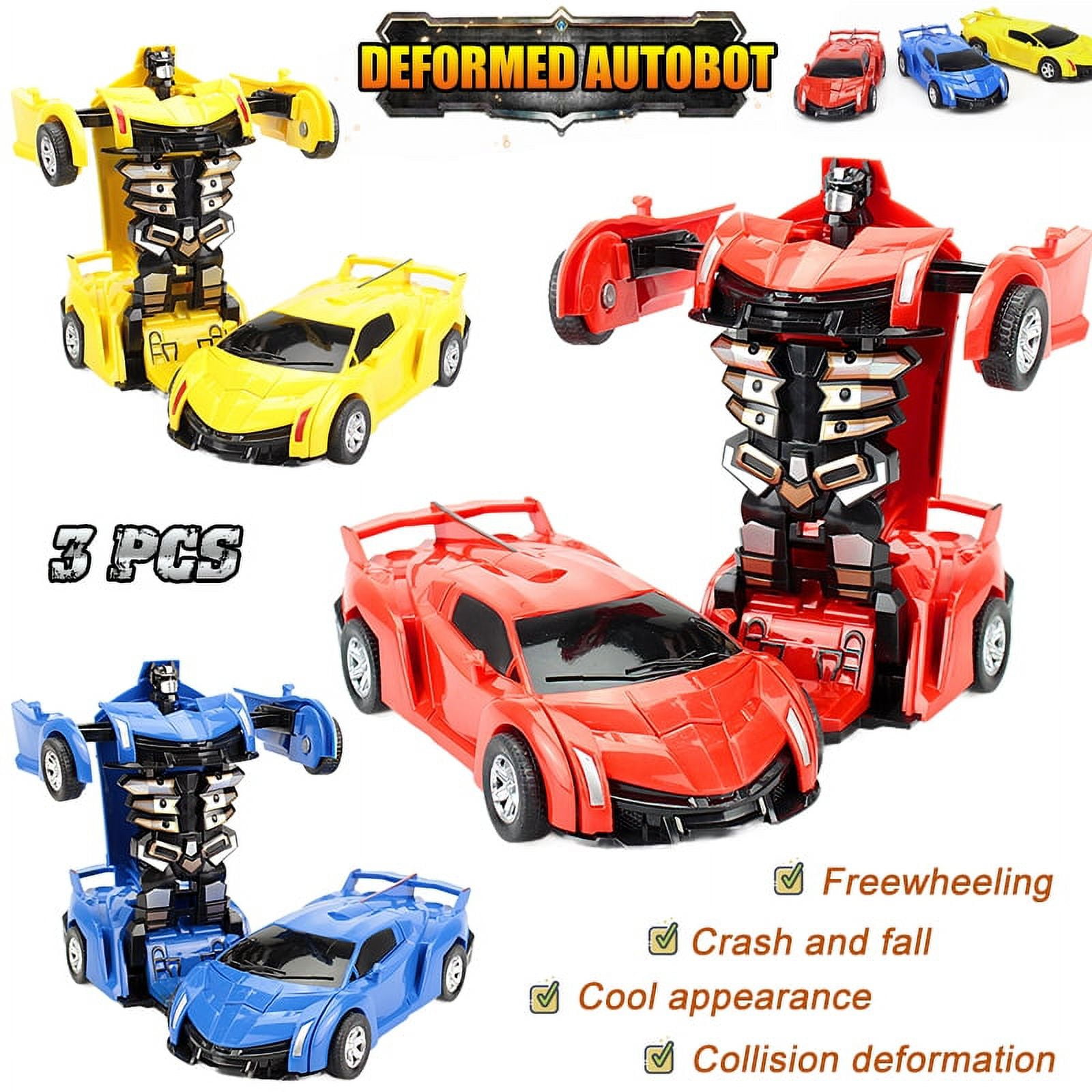 HAOAN 3 Pack Trading Robot Car Transforming Robot Toys 2 in 1 Button ...