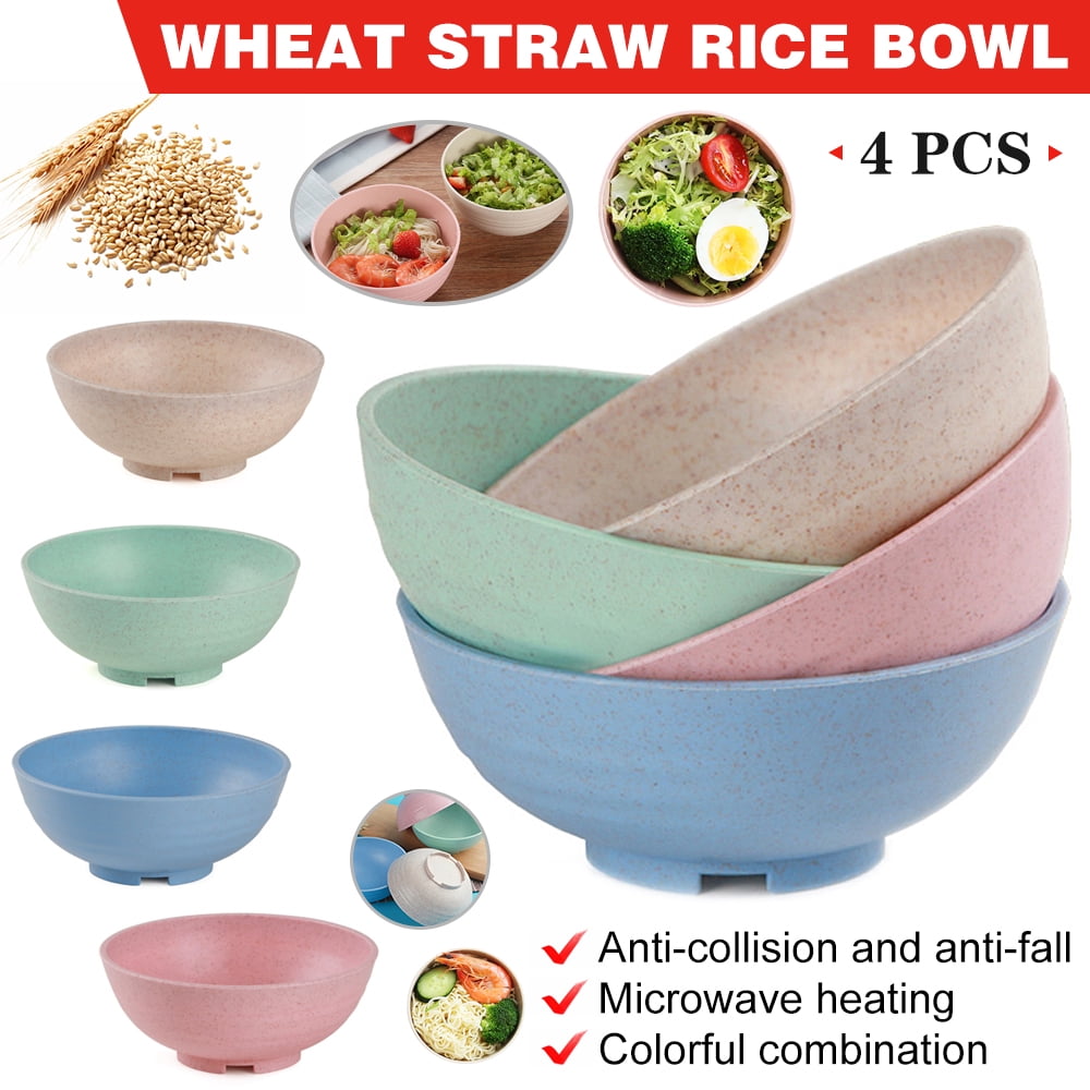 HAOAN 4 Pack Unbreakable Cereal Bowls - Wheat Straw Fiber Lightweight ...