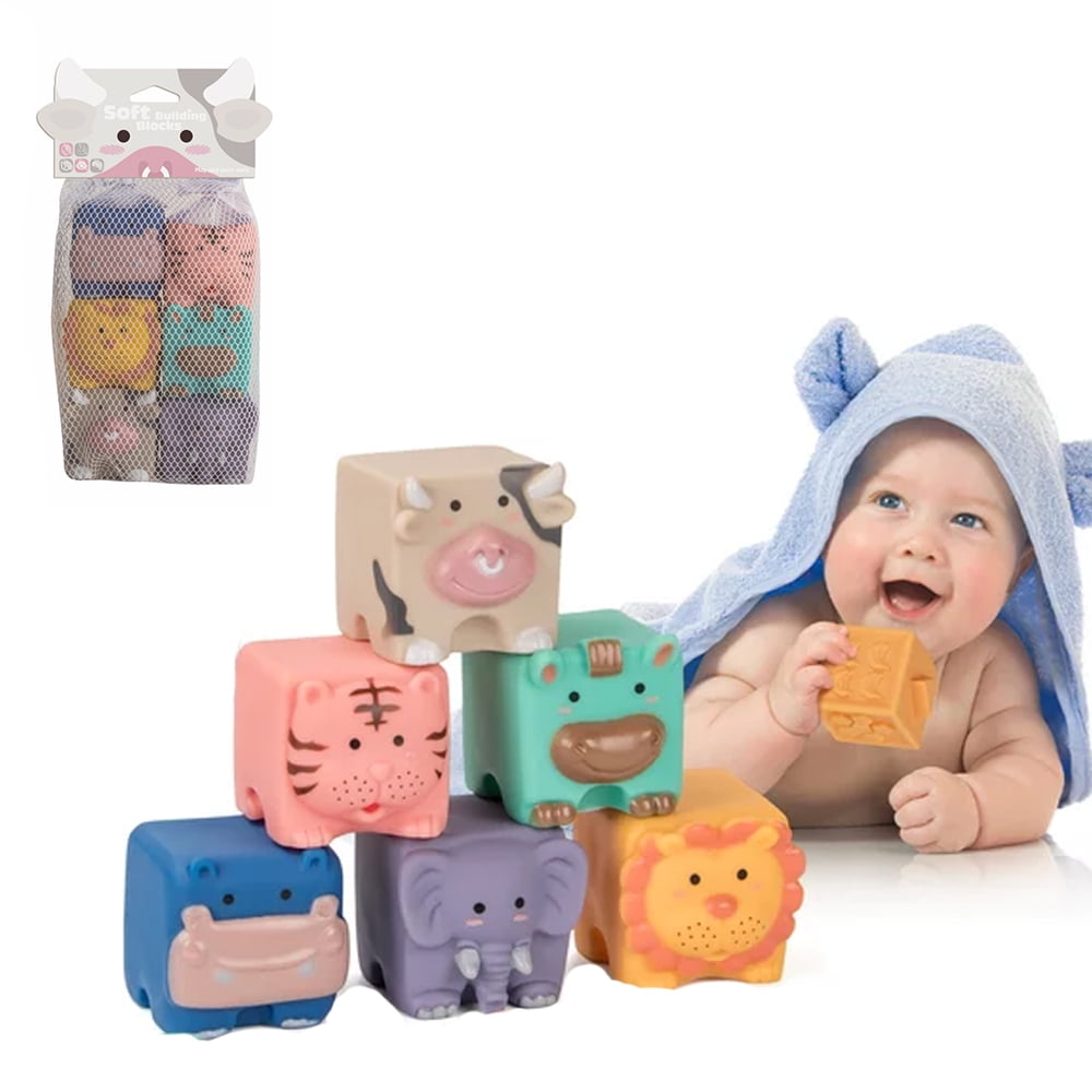 HAOAN Baby Blocks, Squeeze Soft Building Blocks Toys Silicone Bath Toys ...
