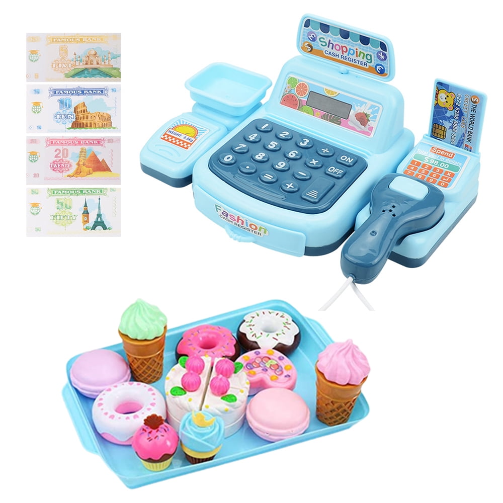 HAOAN Blue Children’s Supermarket Checkout Toy - Pretend Cutting Play ...