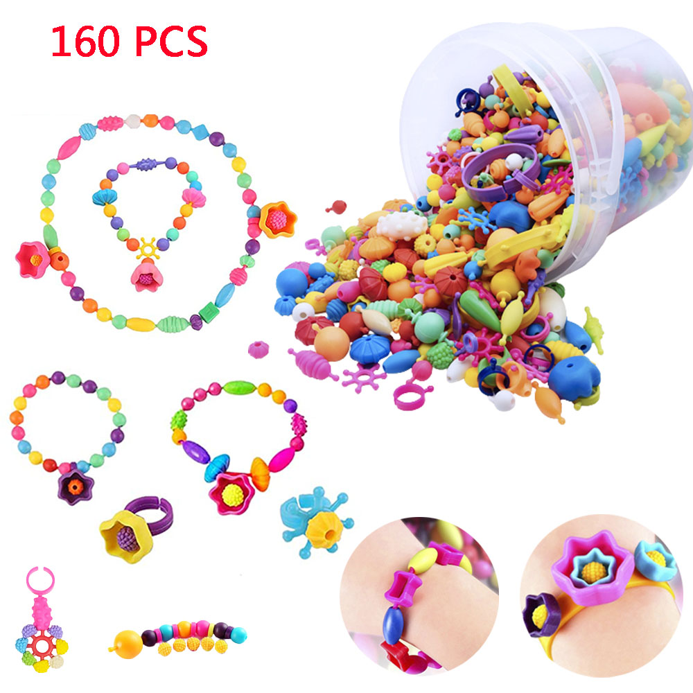 HAOAN DIY Beads for Girls Toys Kids Jewelry Making Kit Pop-Bead Art and ...