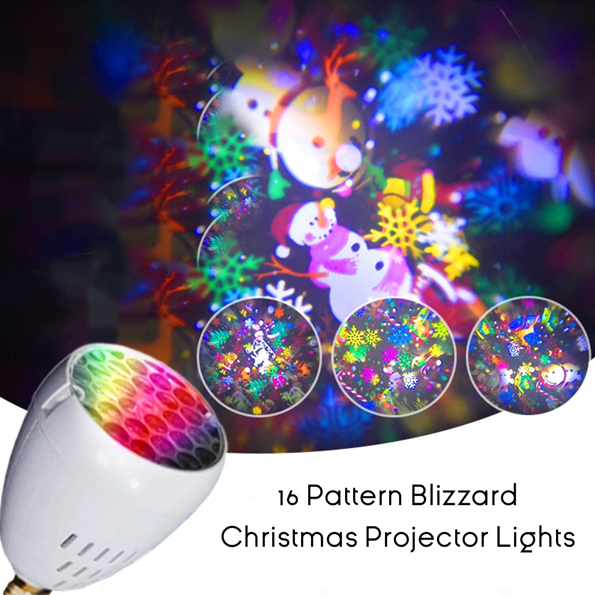 HAOAN E27 Christmas Snowflake Bulb Projection Light 16 Pattern Storm ...