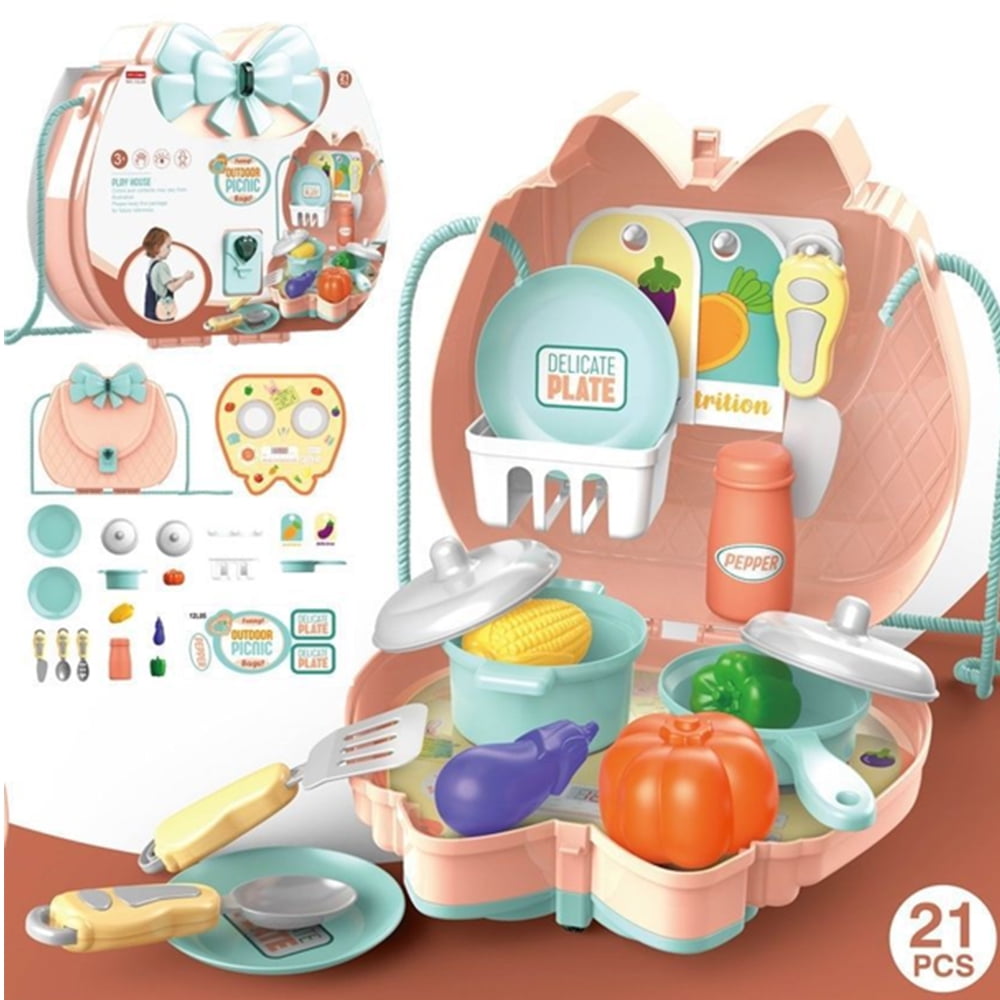 HAOAN Pretend Play Kitchen Toy with Cookware Pots and Pans Set, Cooking ...