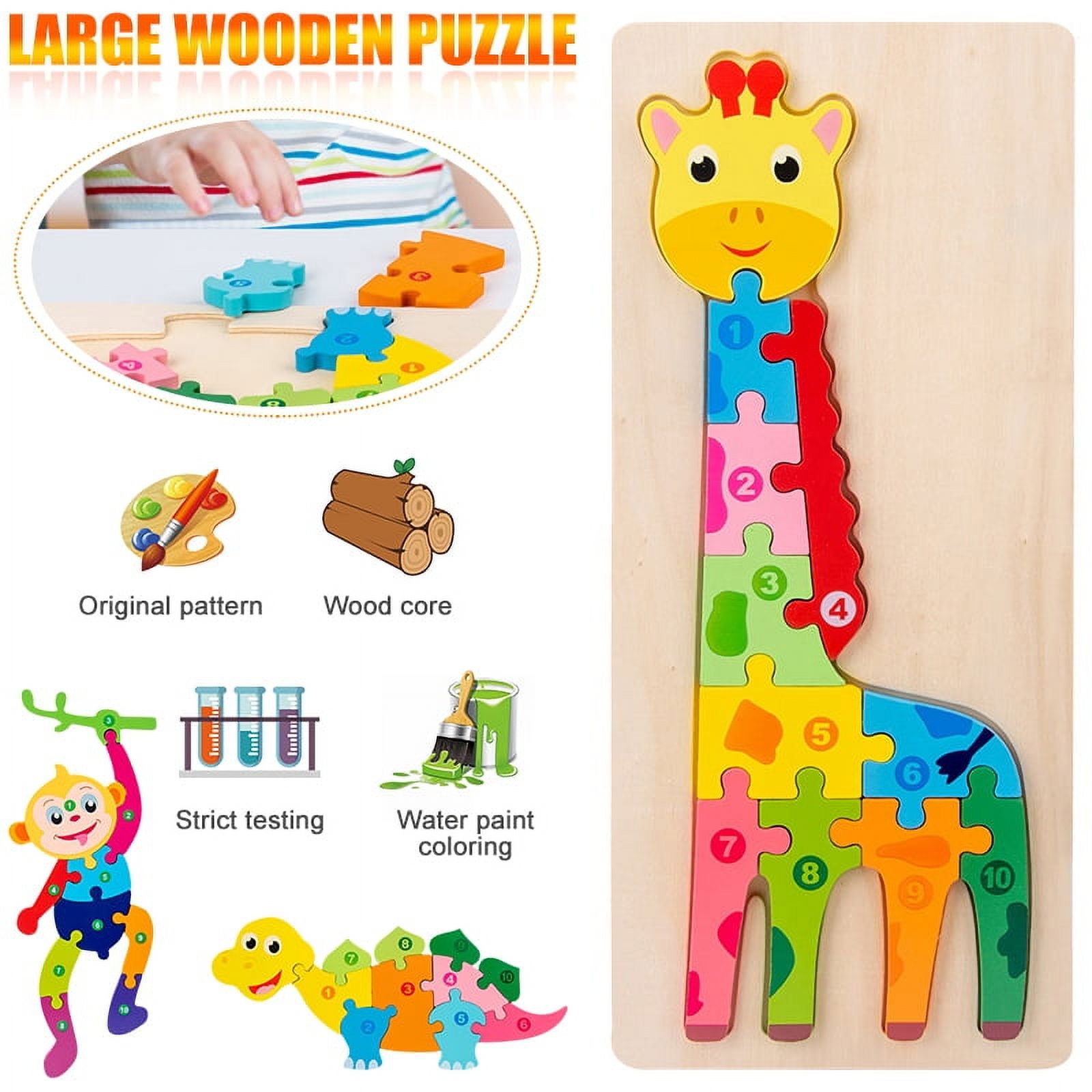 HAOAN Puzzles for Toddlers - Educational Playset Animal Jigsaw Puzzles ...