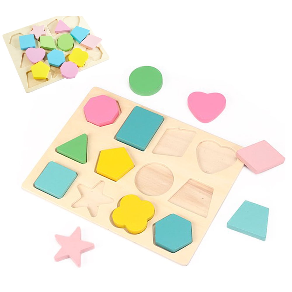 HAOAN Wooden Shape Puzzles, Multi-color Puzzles for Toddlers Preschool ...