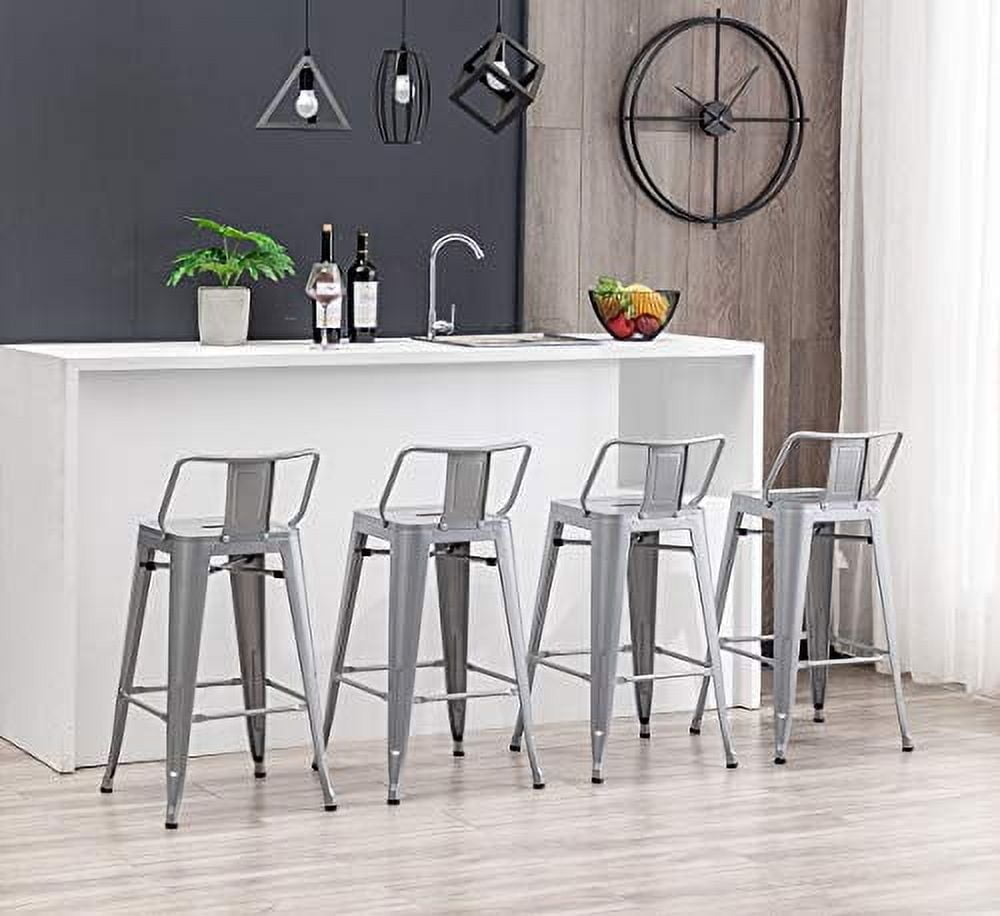 HAOBO Home 24" Low Back Industrial Metal Barstools Distressed Green ...